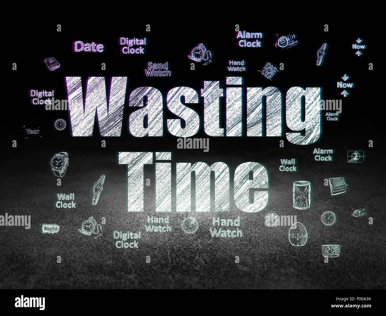 Time concept: Wasting Time in grunge dark room Stock Photo - Alamy