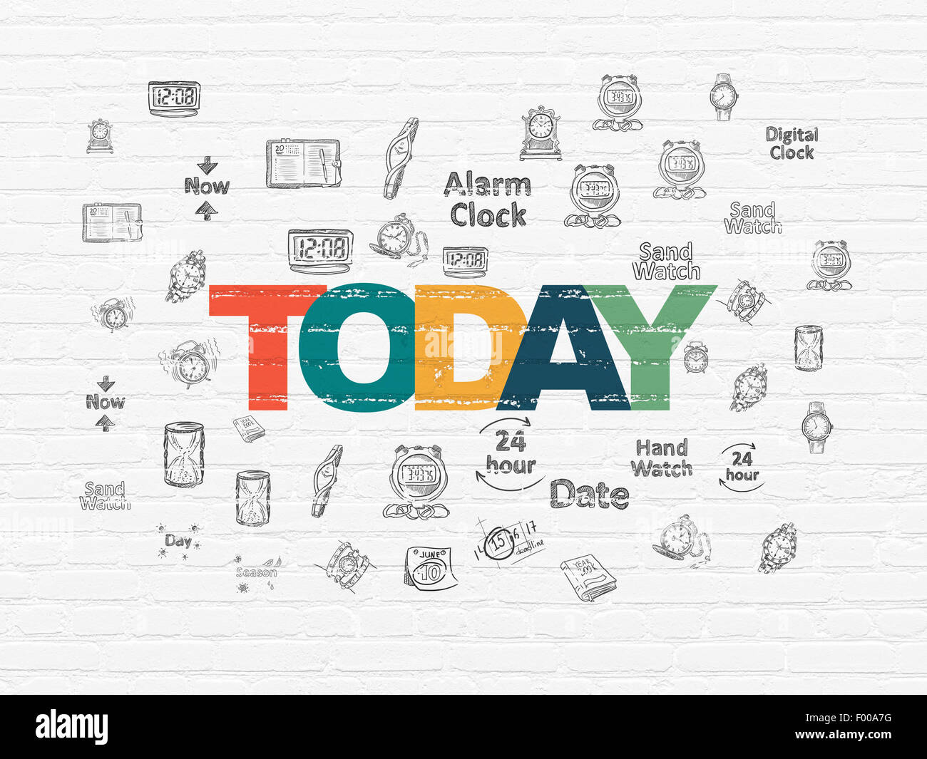 Timeline concept: Today on wall background Stock Photo - Alamy