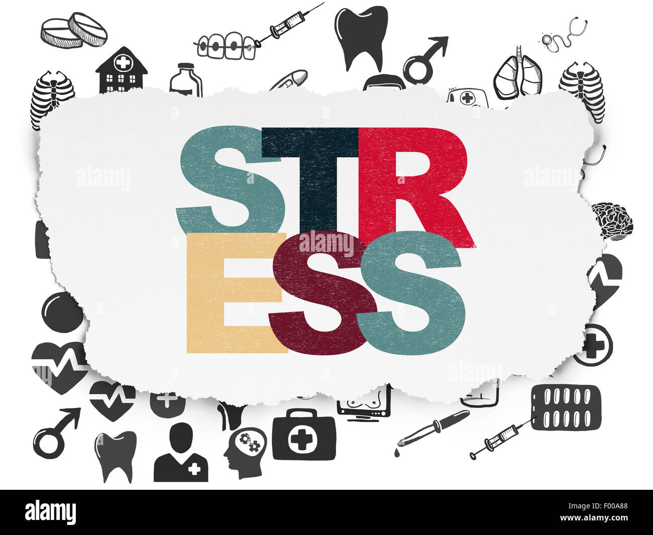 Health concept: Stress on Torn Paper background Stock Photo - Alamy