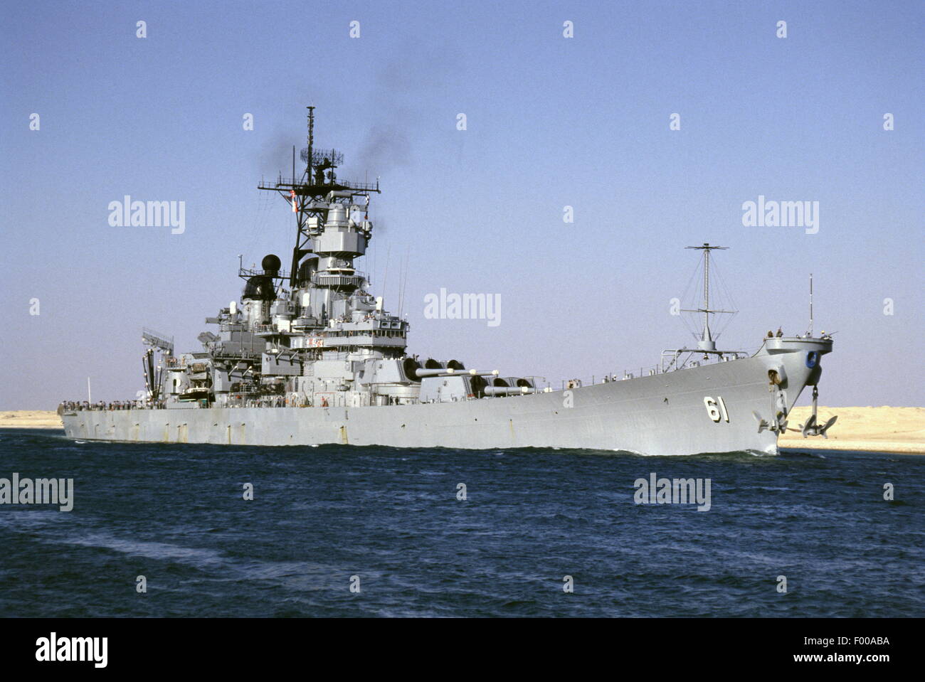 Suez Canal, Egypt - 1988 --The US Navy battleship USS Iowa (BB61) and ...