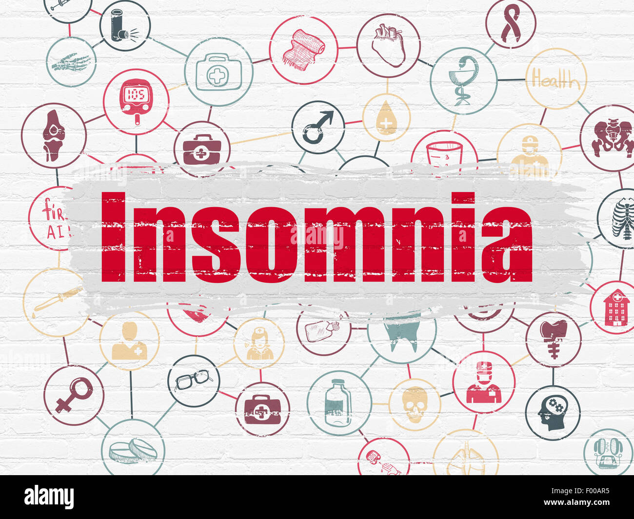 Healthcare concept: Insomnia on wall background Stock Photo - Alamy