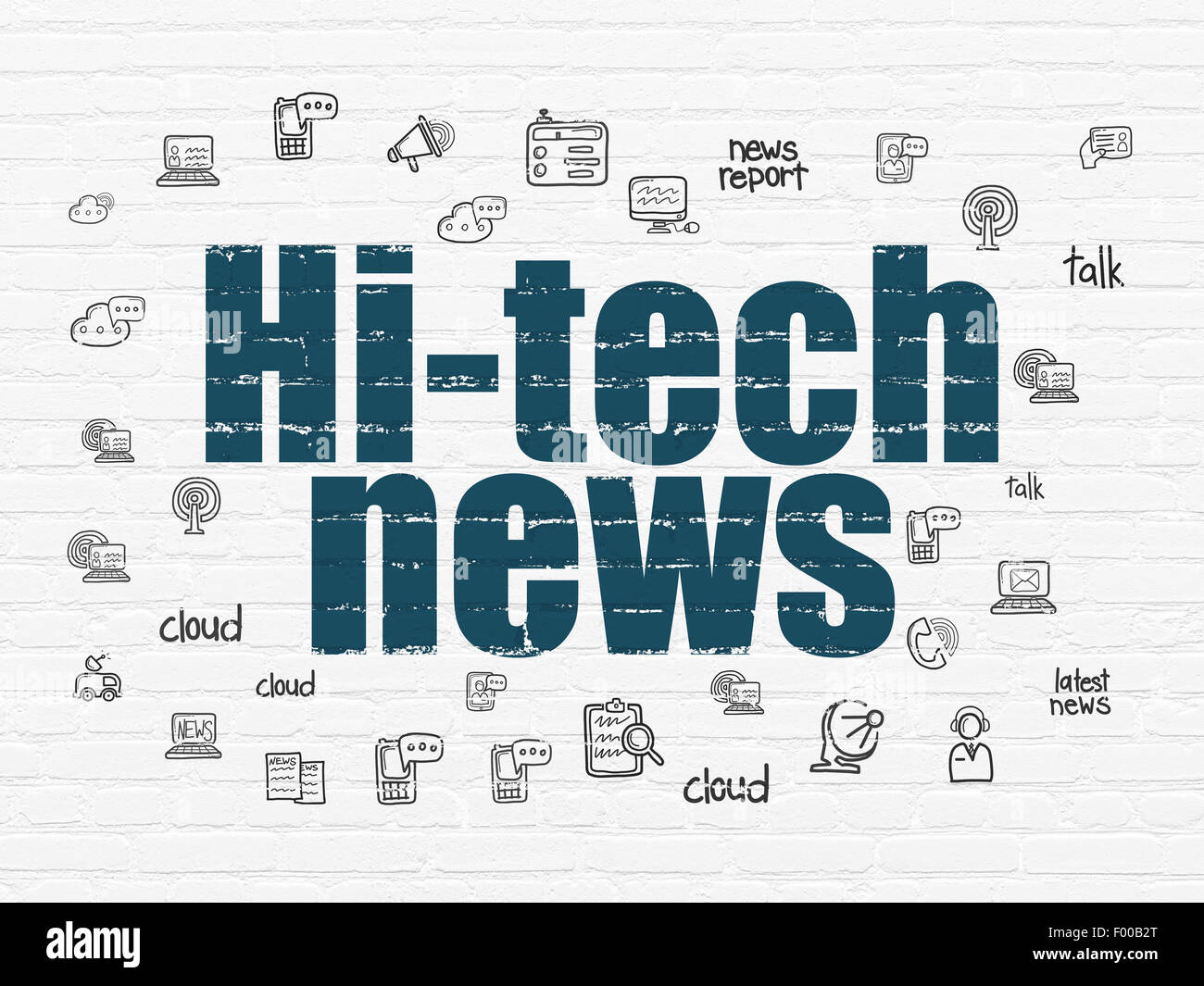 News concept: Hi-tech News on wall background Stock Photo - Alamy