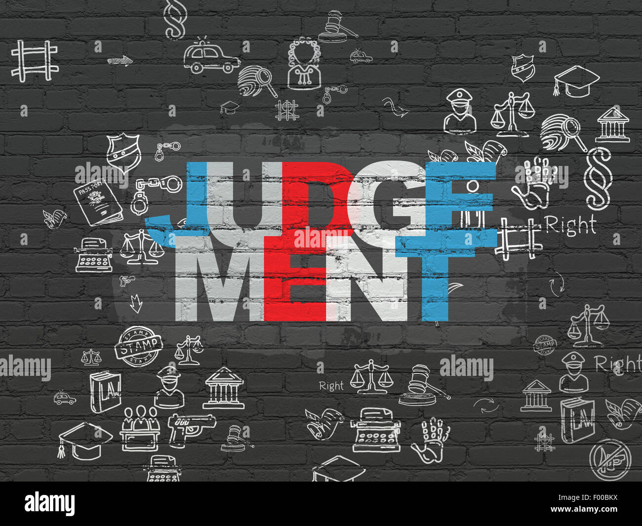 Law concept: Judgement on wall background Stock Photo - Alamy