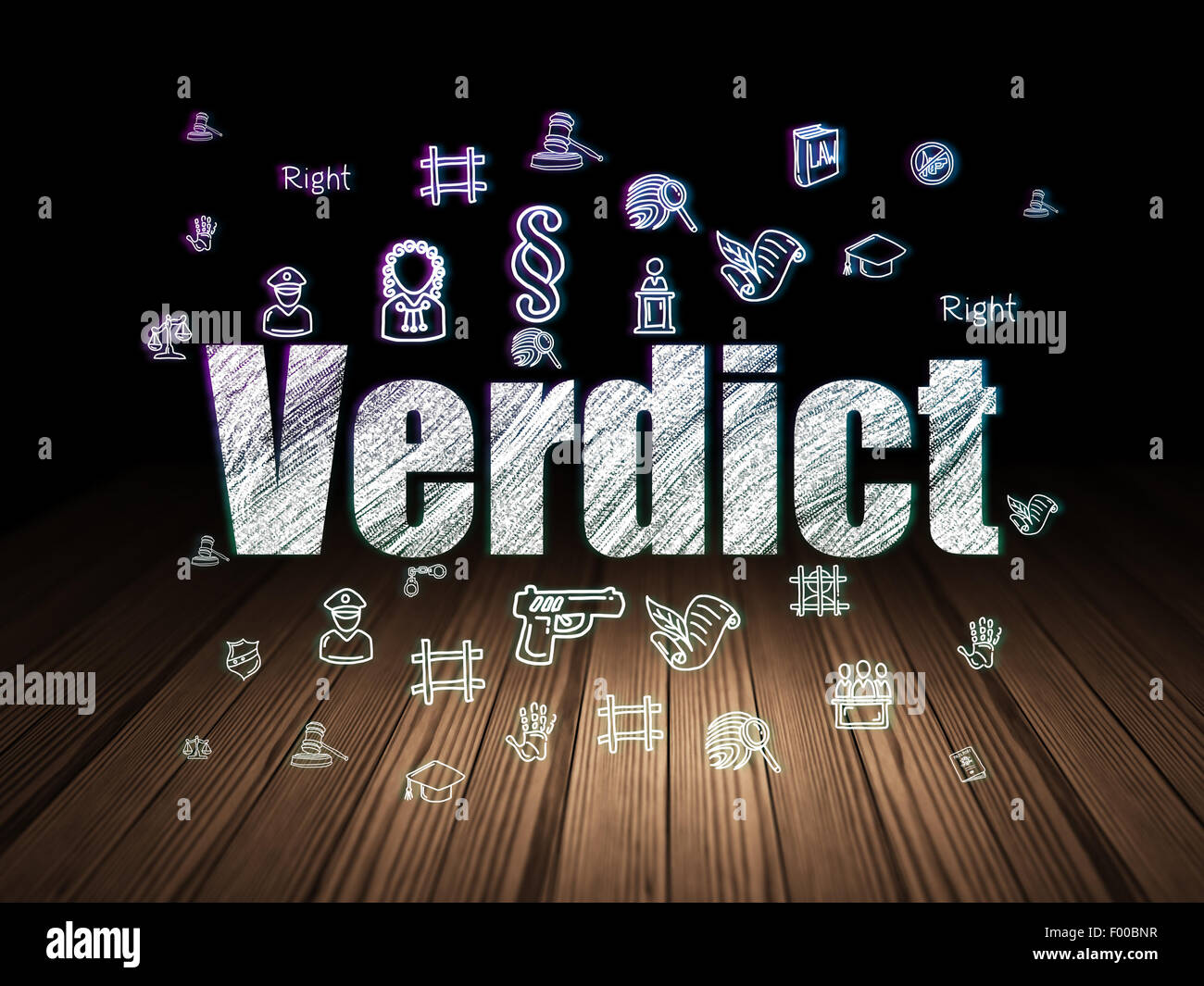 Law concept: Verdict in grunge dark room Stock Photo - Alamy