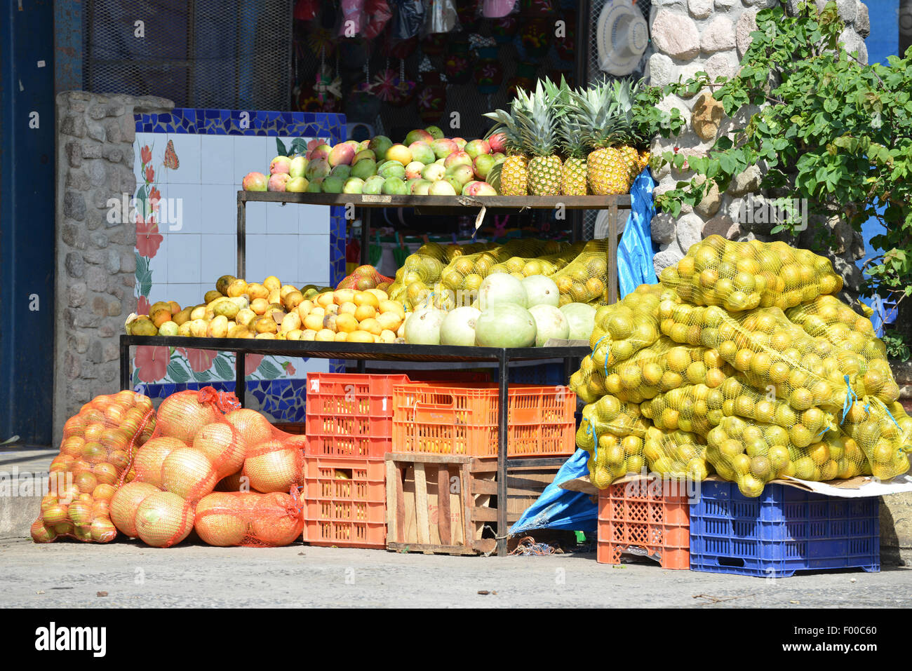 Fruits and vegetables in a rural market in the interior of Panama Stock ...