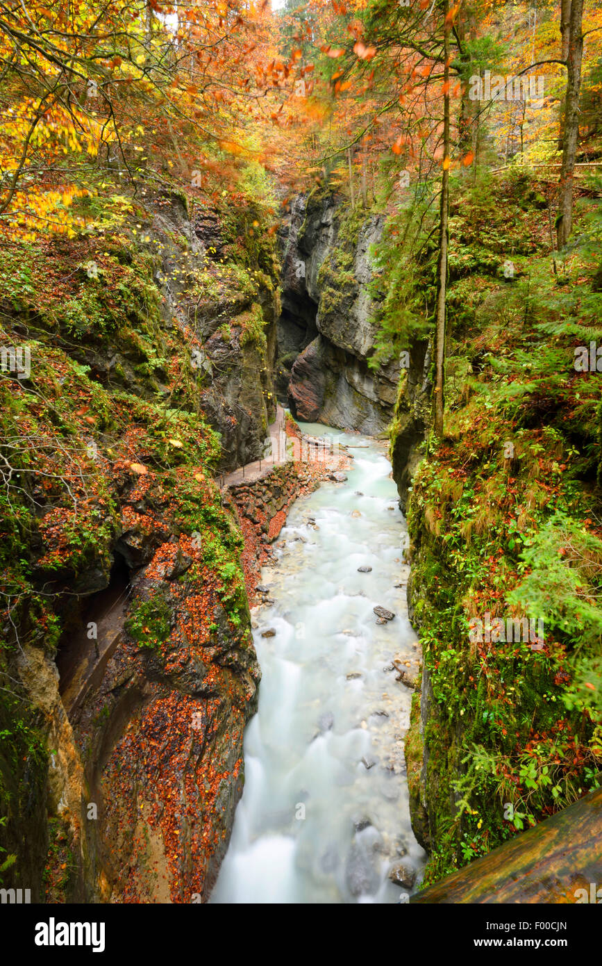 Partnach Gorge in autumn, Germany, Bavaria, Garmisch-Partenkirchen ...