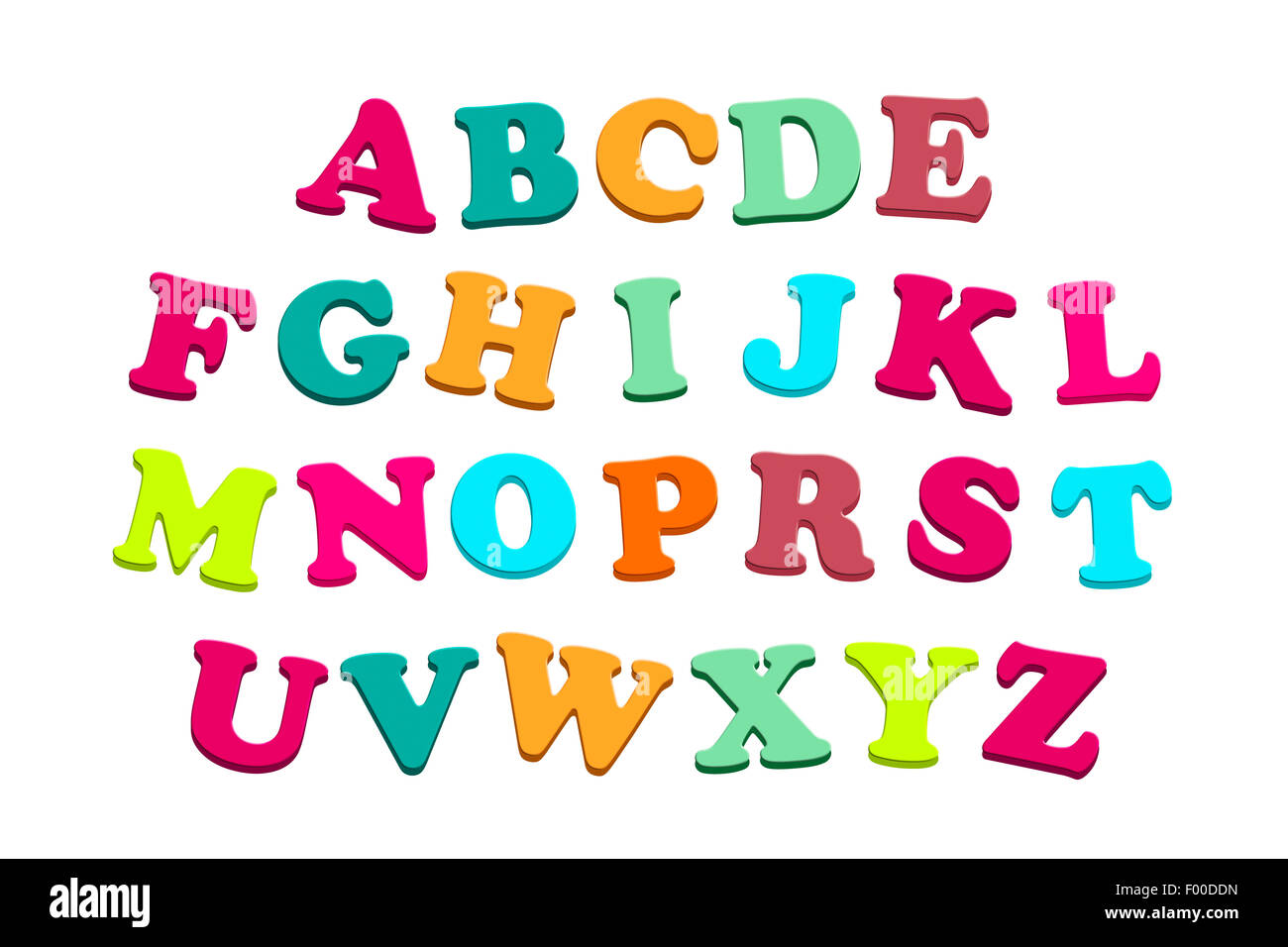 Front view of illustrative alphabet with colorful child letters ...