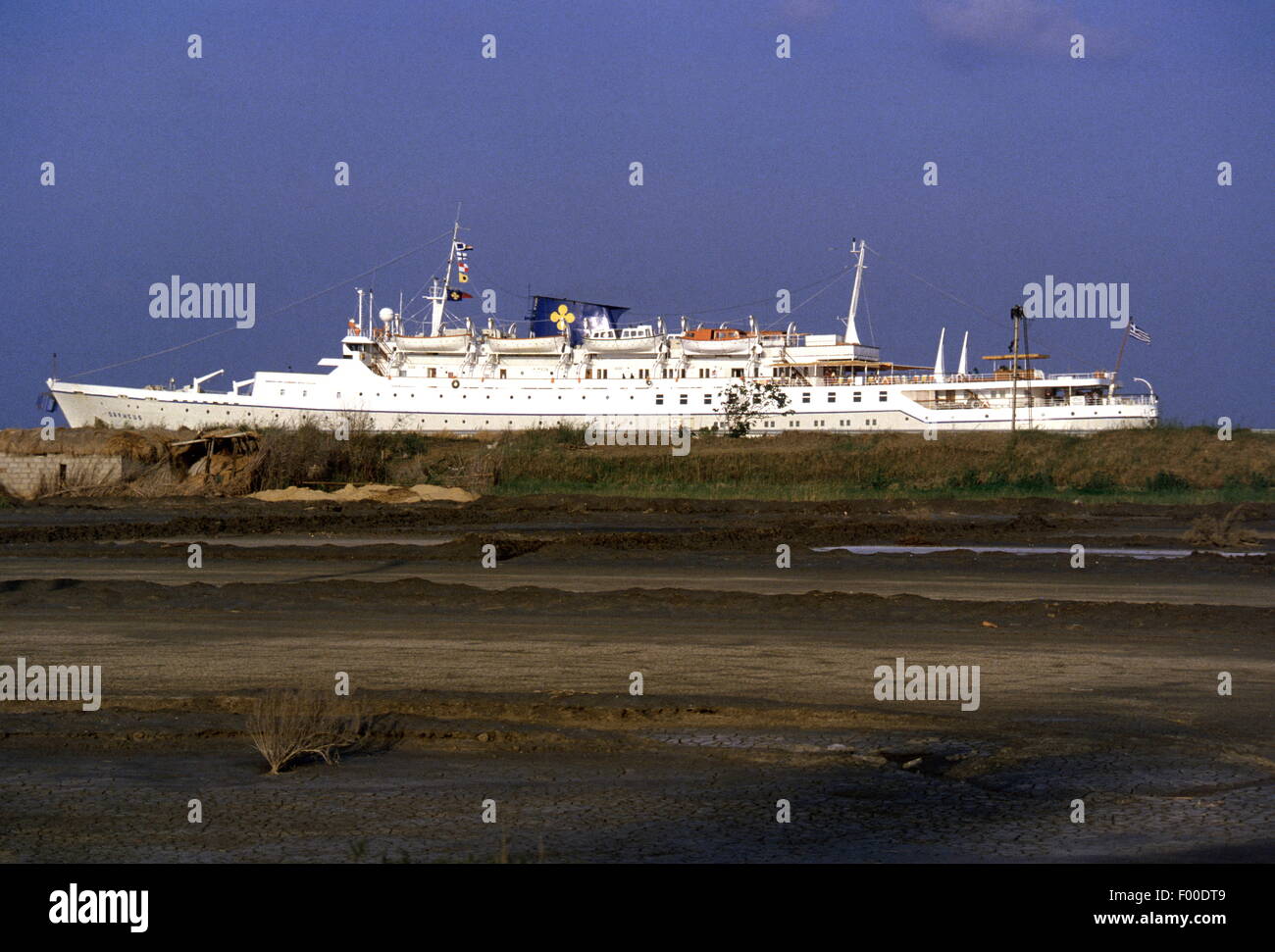 A ship appears to be sailing across the desert, as it transits the ...