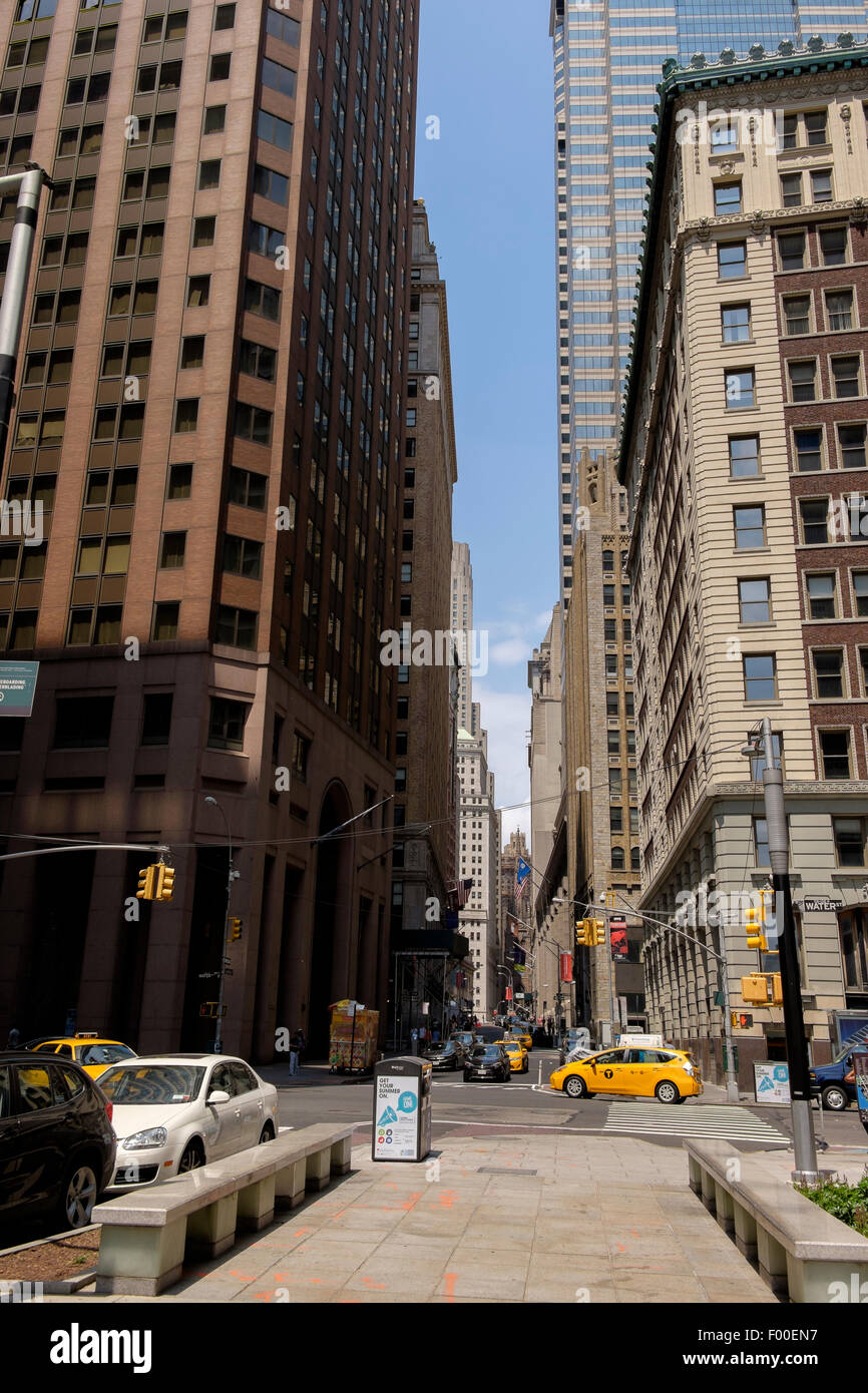 A view up Wall Street in New York City, NY, USA, United States of ...