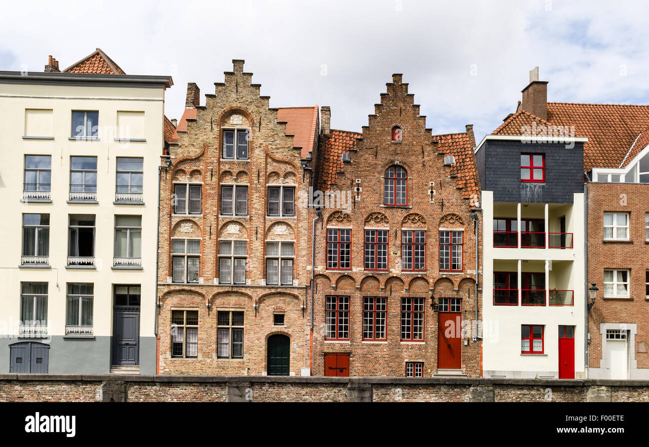Typical Flemish architecture along the Spiegelrei in Brugge, Belgium ...