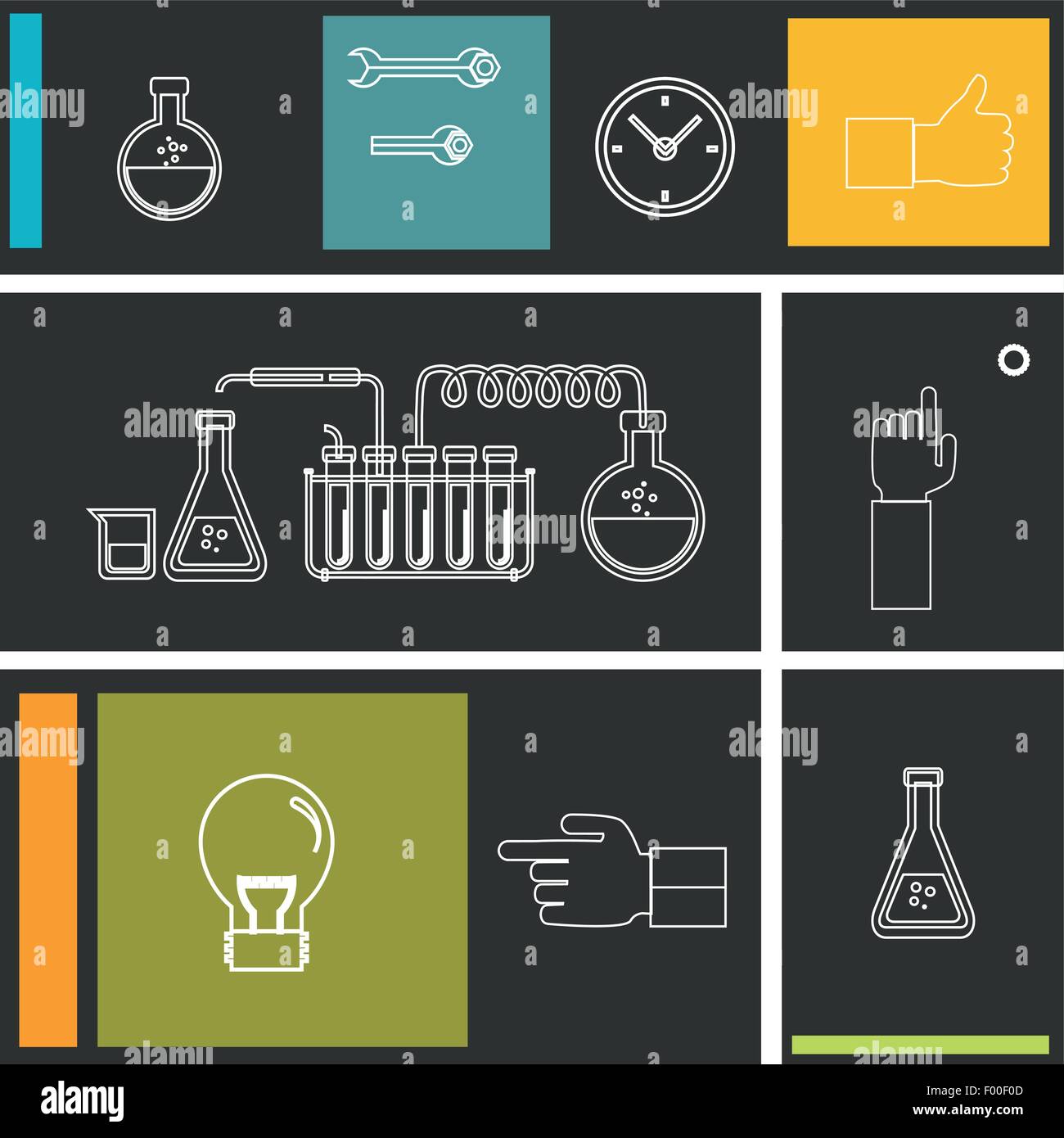 Set of flat design icon for experiment Stock Vector Image & Art - Alamy