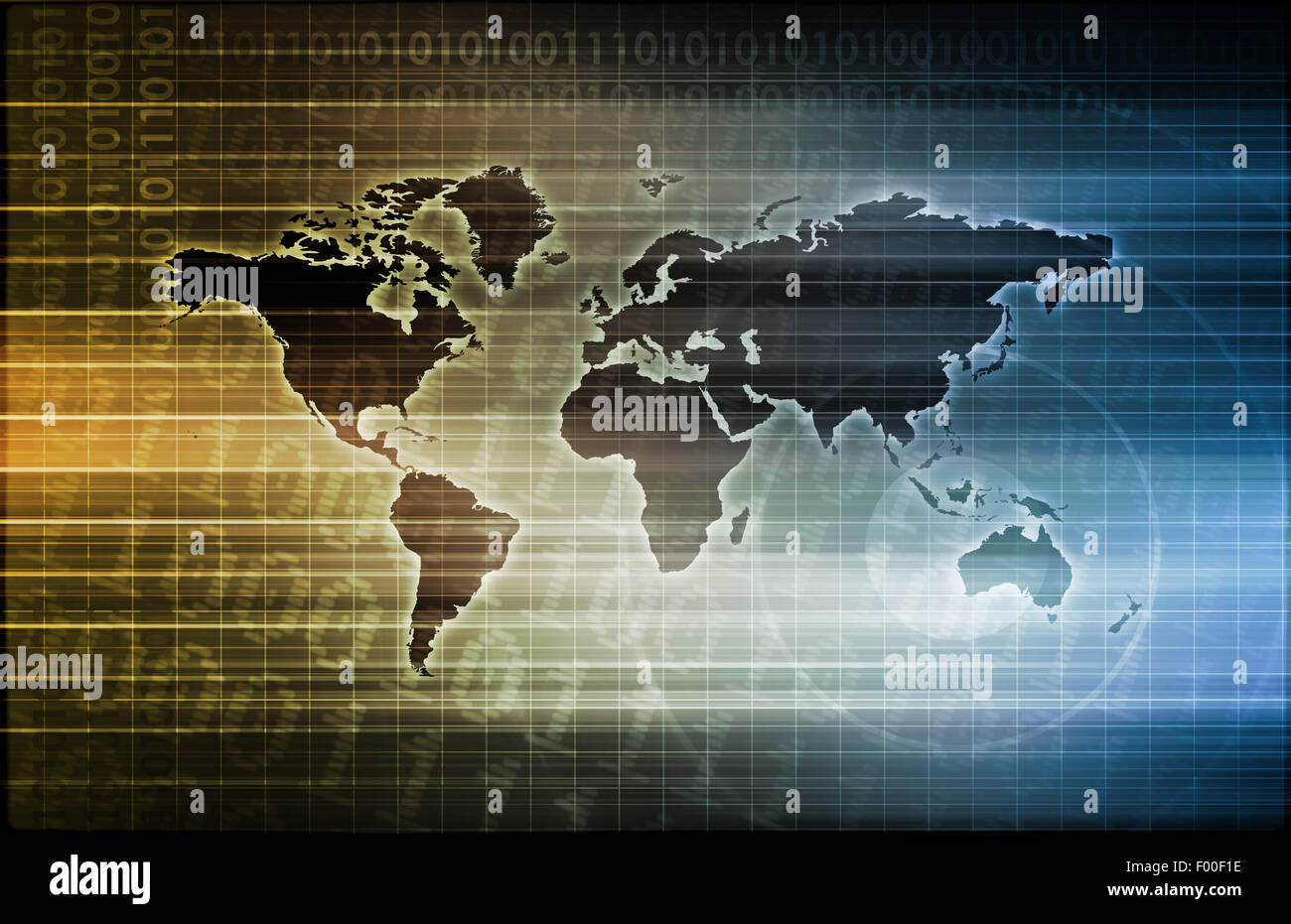 Telecommunications System with World Map Data Moblity Stock Photo - Alamy