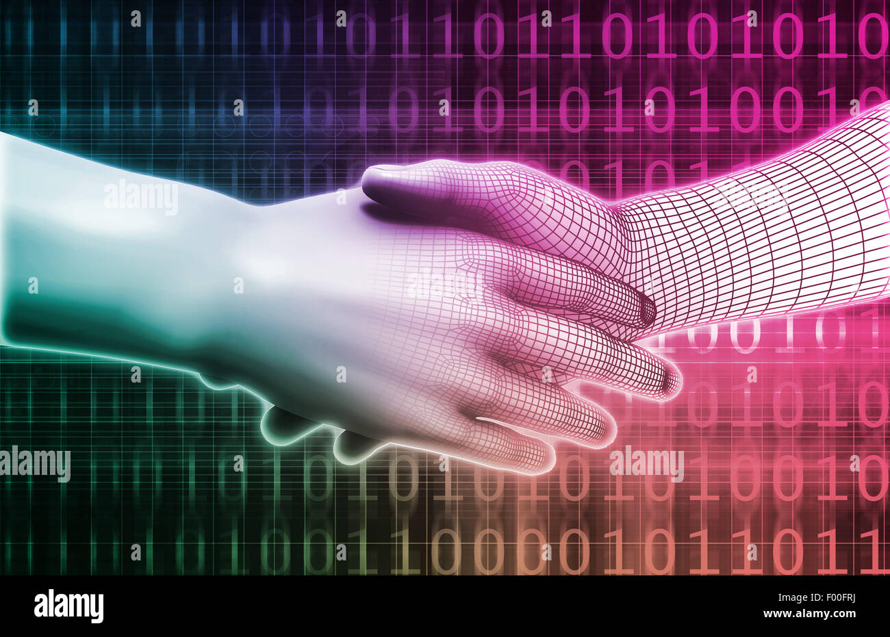 Digital Handshake Between Man and Machine Technology Stock Photo - Alamy