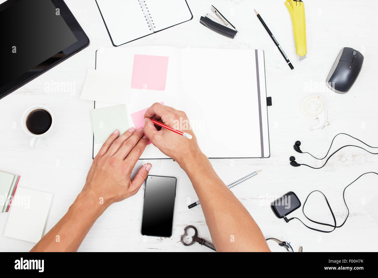 Workplace. Man working Stock Photo - Alamy