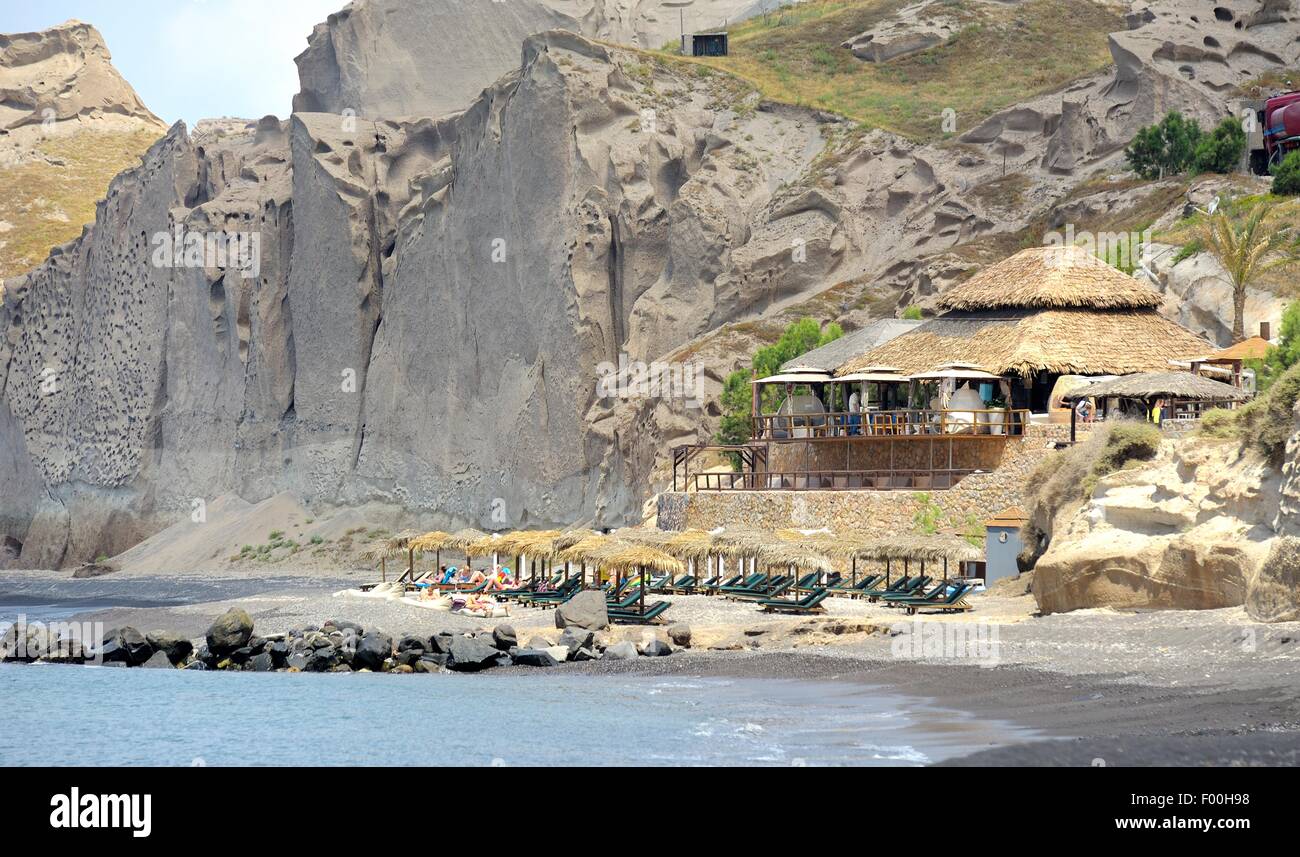 Theros Wave Bar vlychada beach Santorini,Greece Stock Photo - Alamy