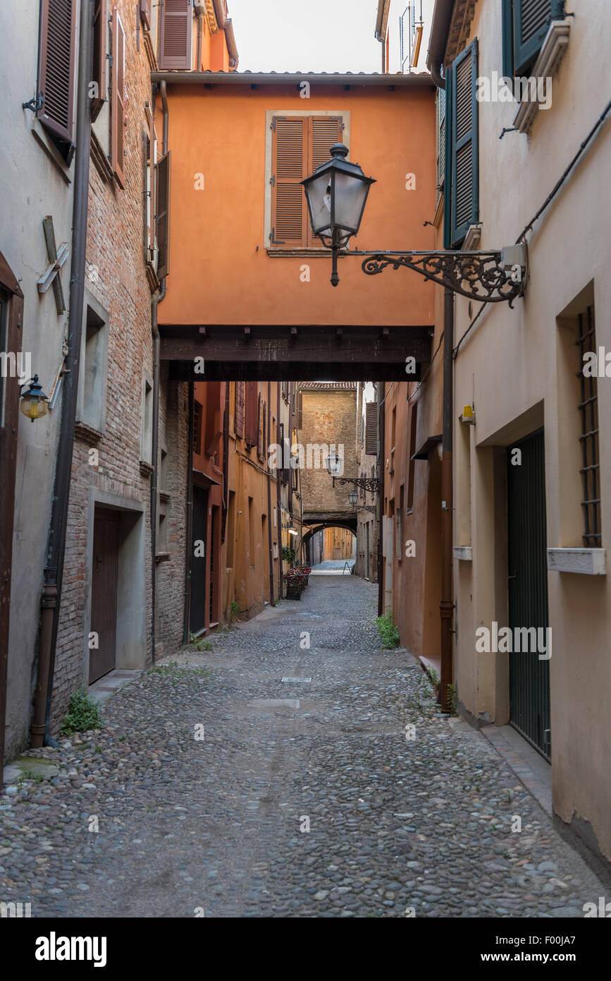 Ancient medieval street in the downtown of Ferrara city Stock Photo - Alamy