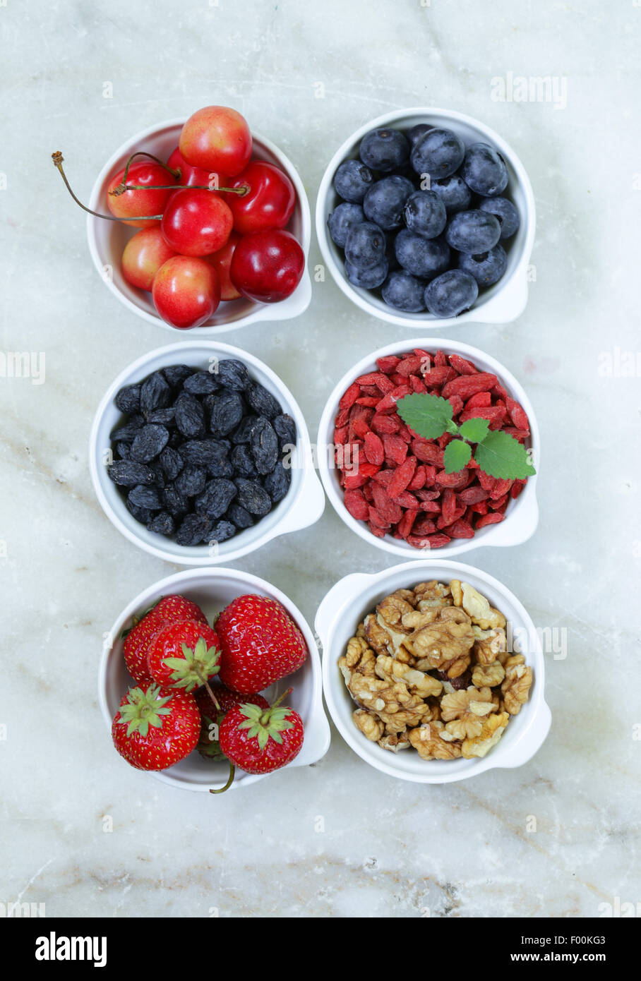 set of ingredients for a healthy food breakfast - muesli, fresh and ...