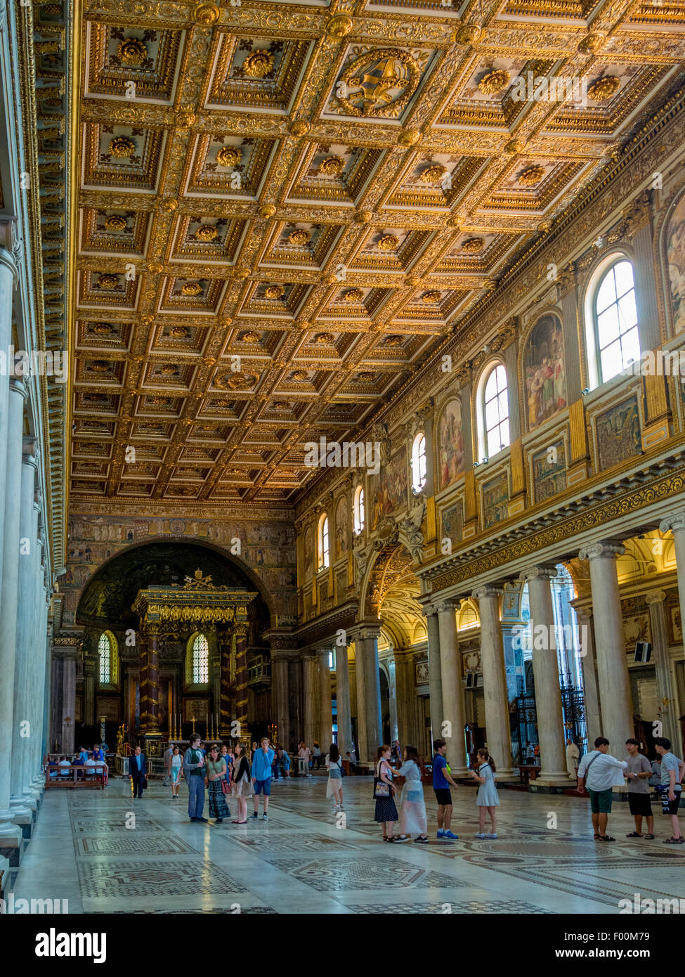 The nave ceiling of The Basilica di Santa Maria Maggiore. Rome, Italy ...