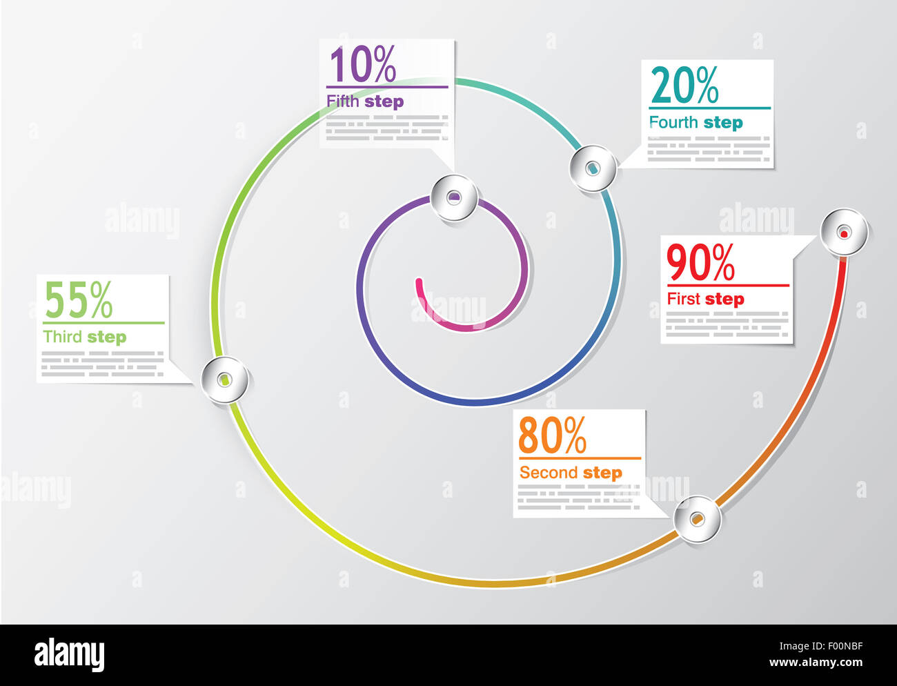 Infographic examples colored arrows numbers clamps Stock Photo - Alamy