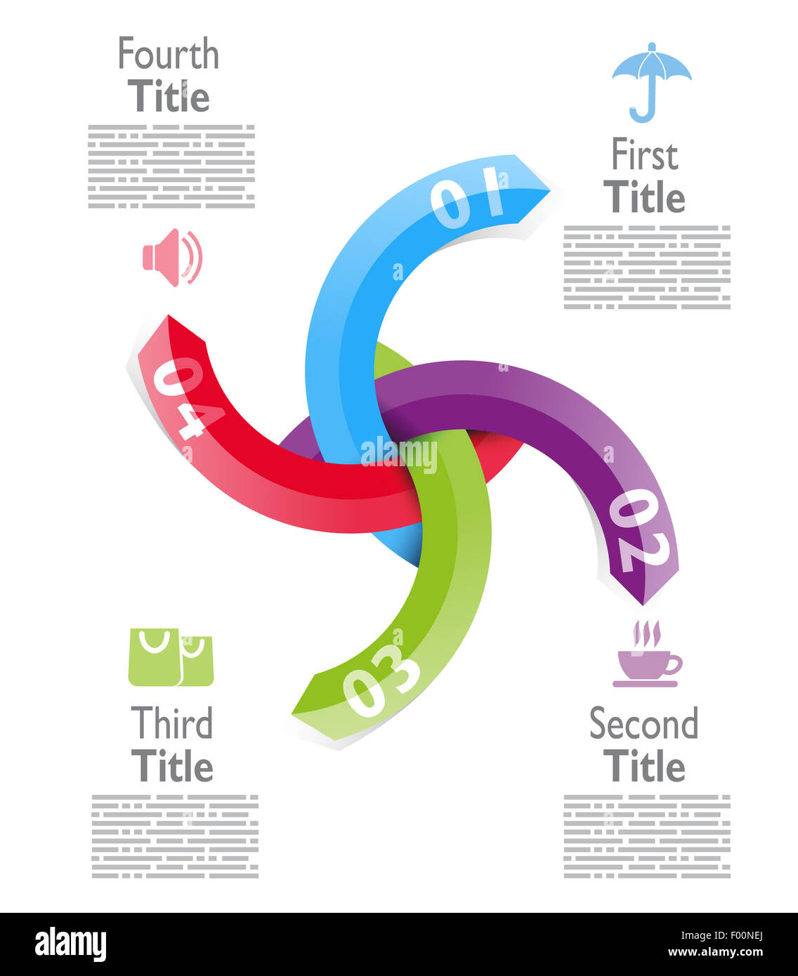 Infographic examples colored arrows circle numbers Stock Photo - Alamy
