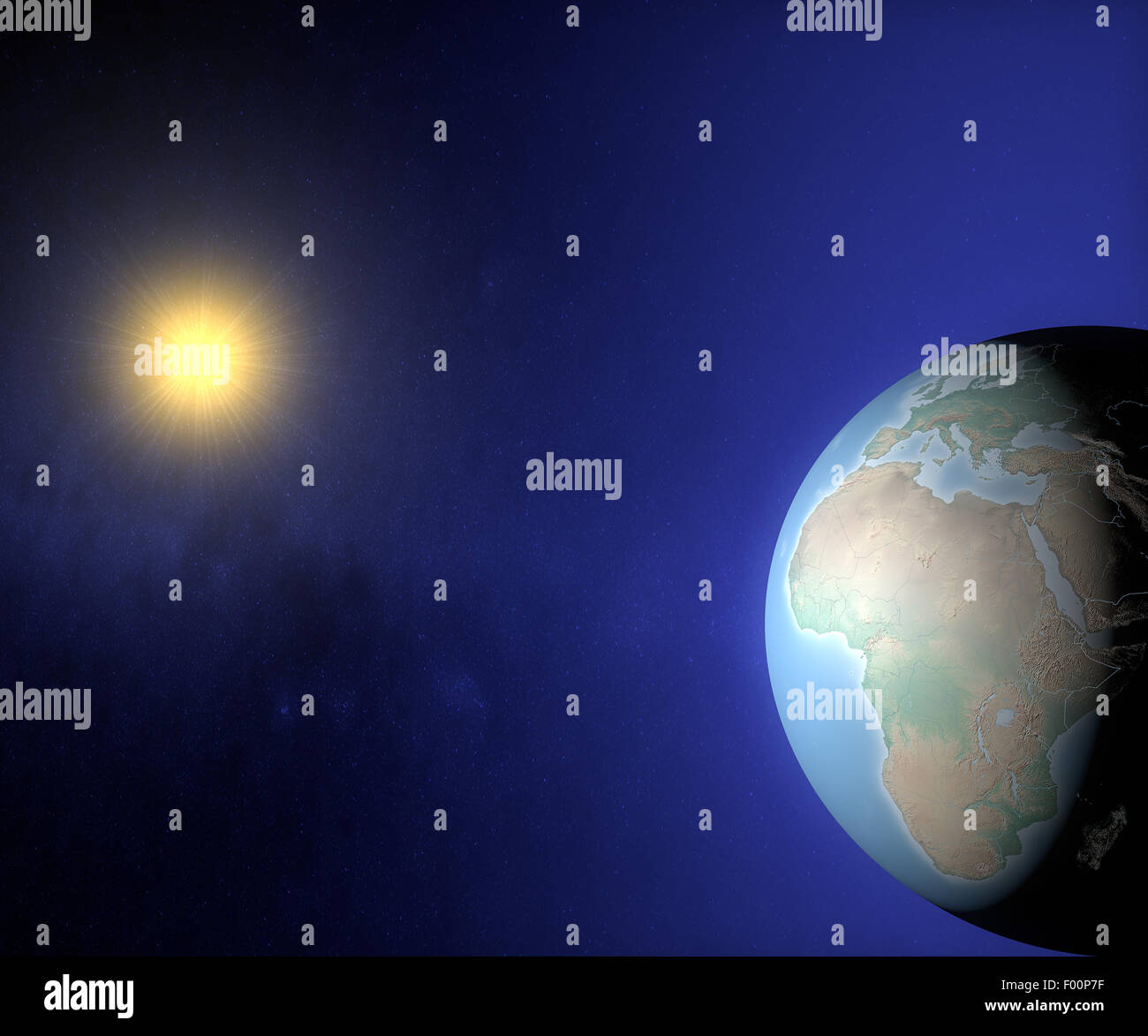 World Earth space sun globe Europe Africa Stock Photo - Alamy