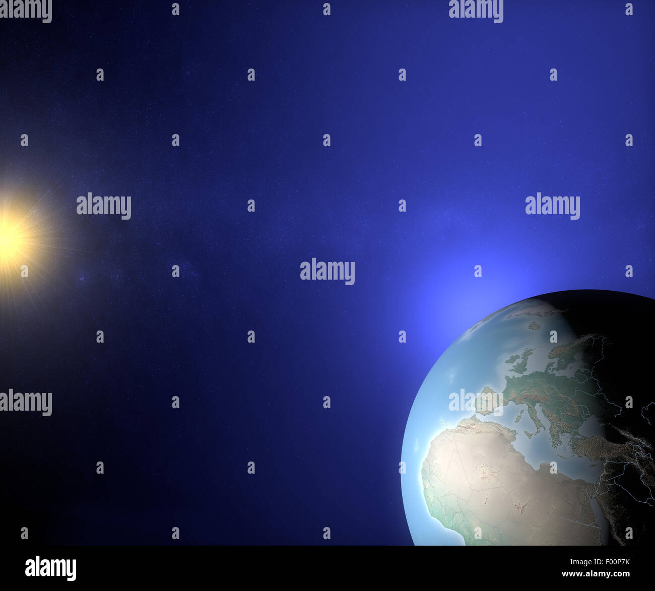 World Earth space sun globe Europe Africa Stock Photo - Alamy