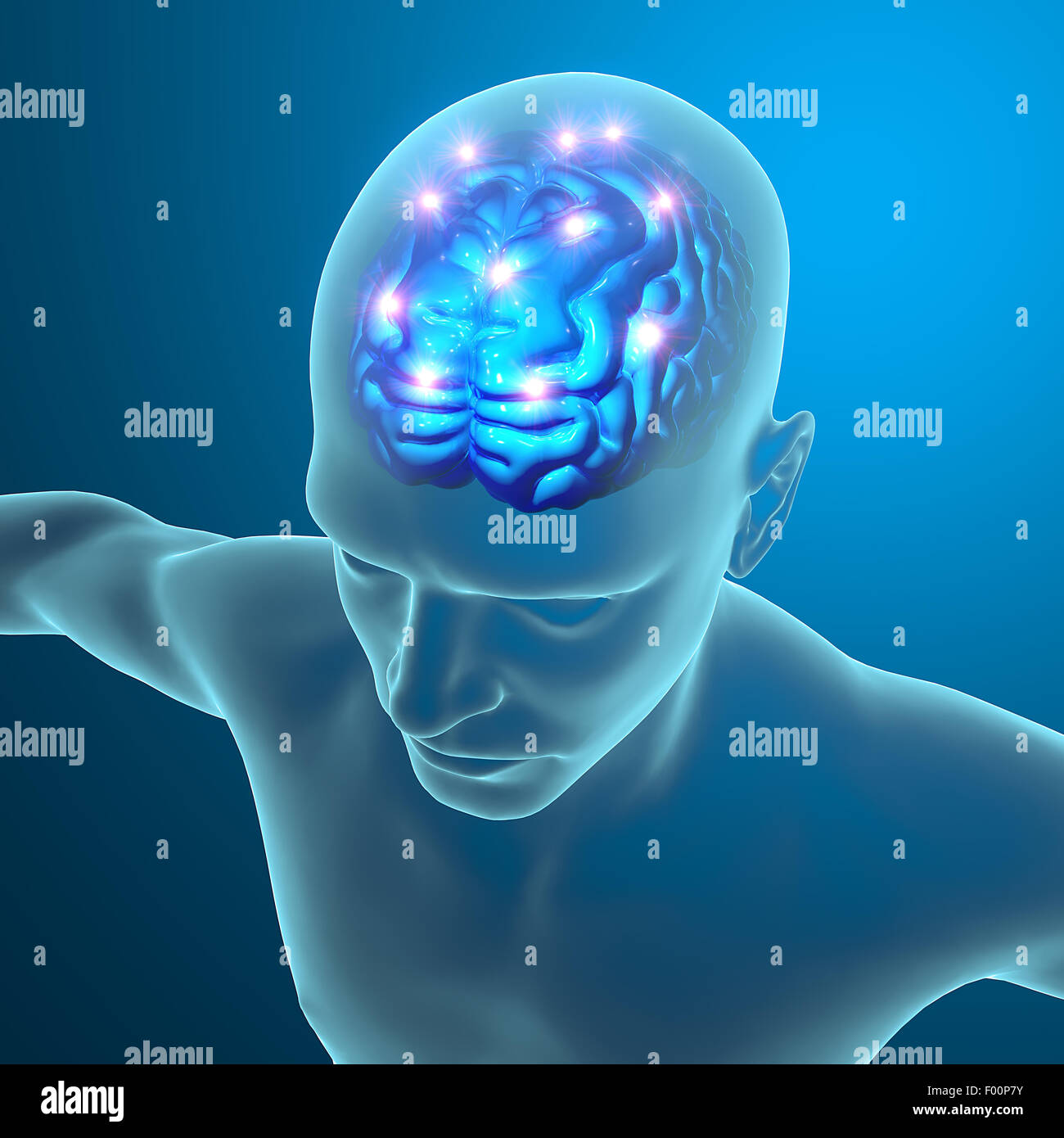 3d Brain neurons synapse Stock Photo - Alamy
