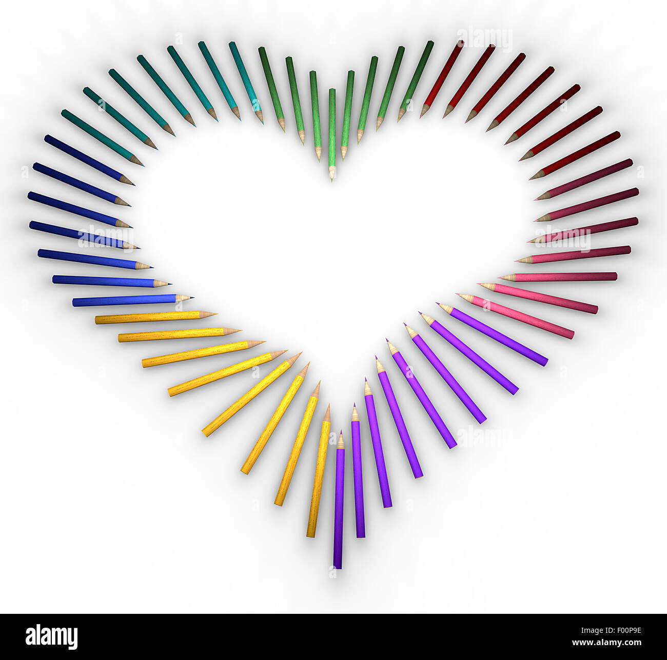Pencils in heart shape on white background Stock Photo - Alamy