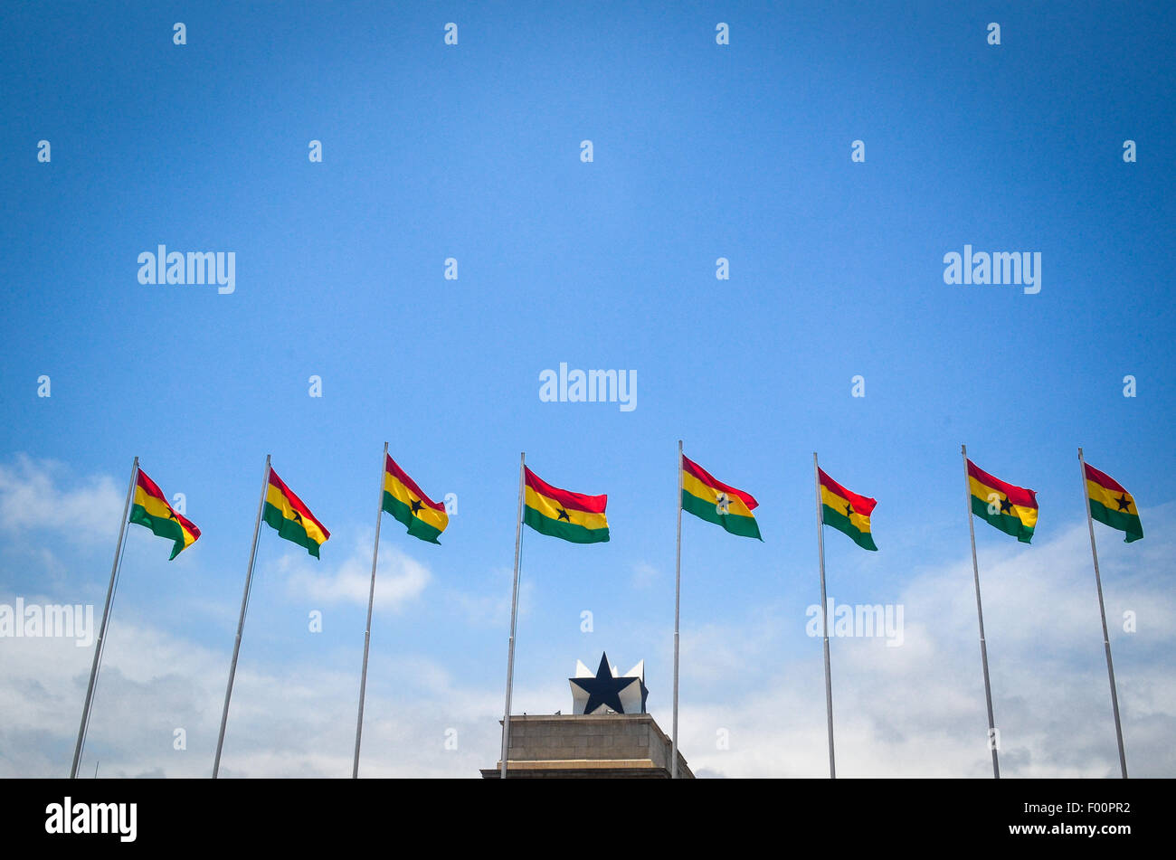 Ghanaian flags at the Independence Square and Black Star Gate in Accra ...