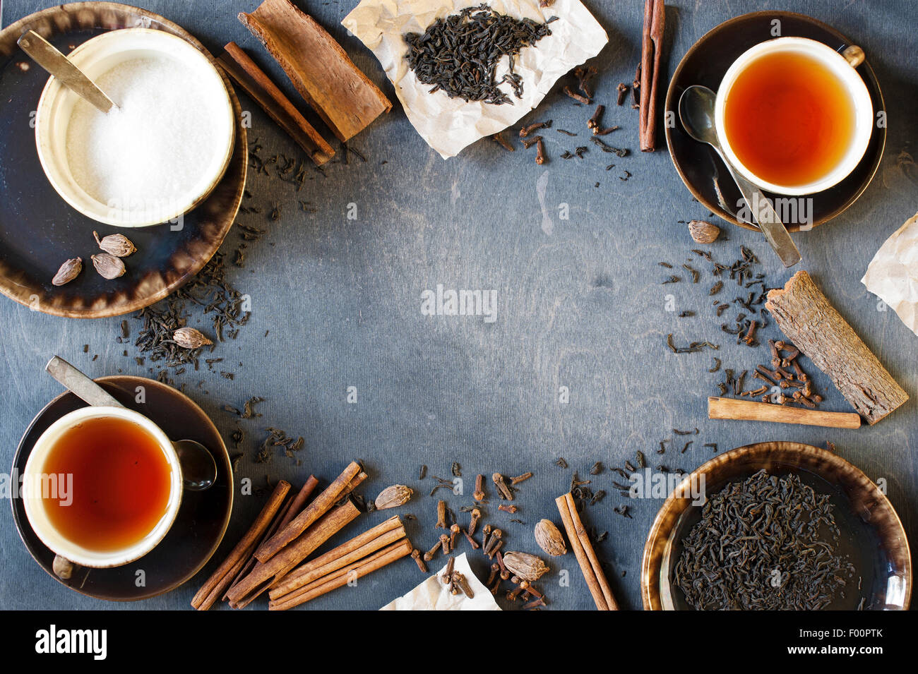 Spiced tea on the wooden table Stock Photo - Alamy