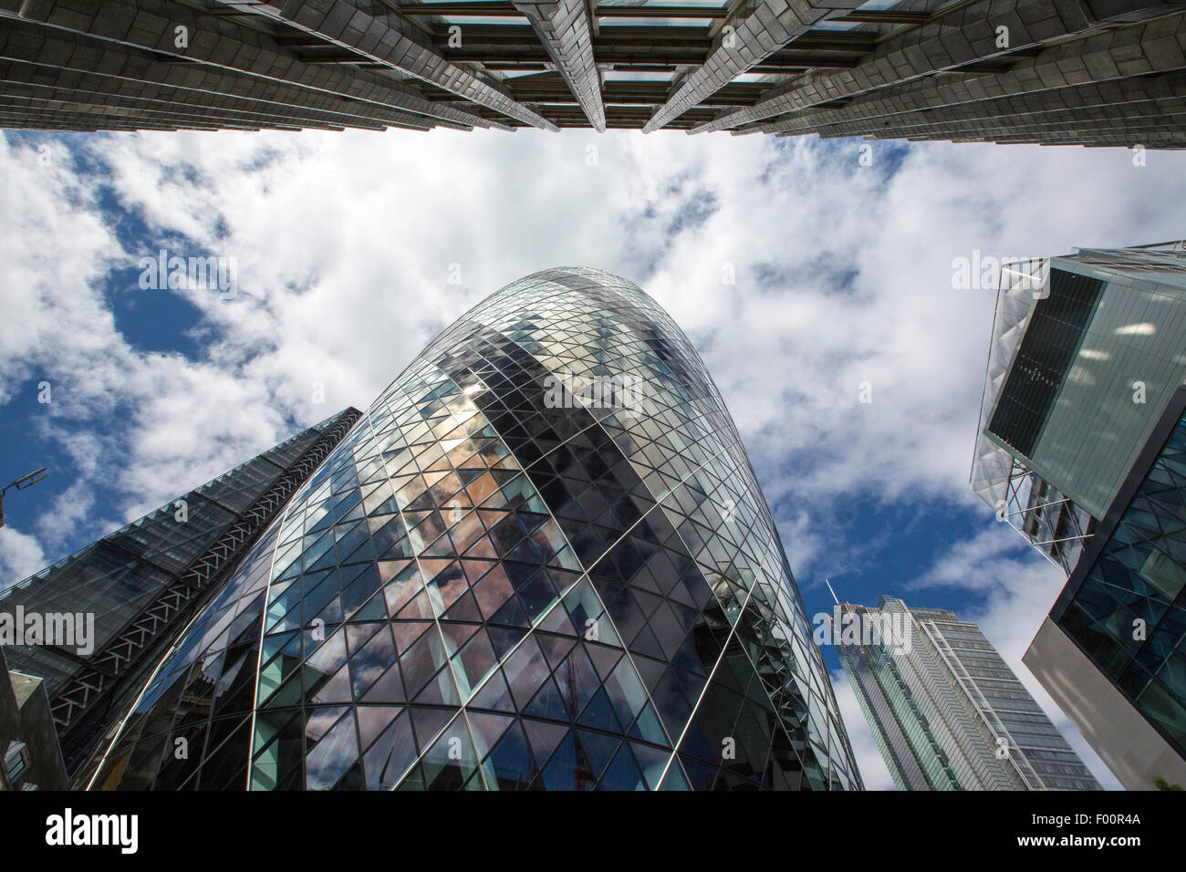 The Swiss Re Tower and Leadenhall Building in the City of London Stock ...