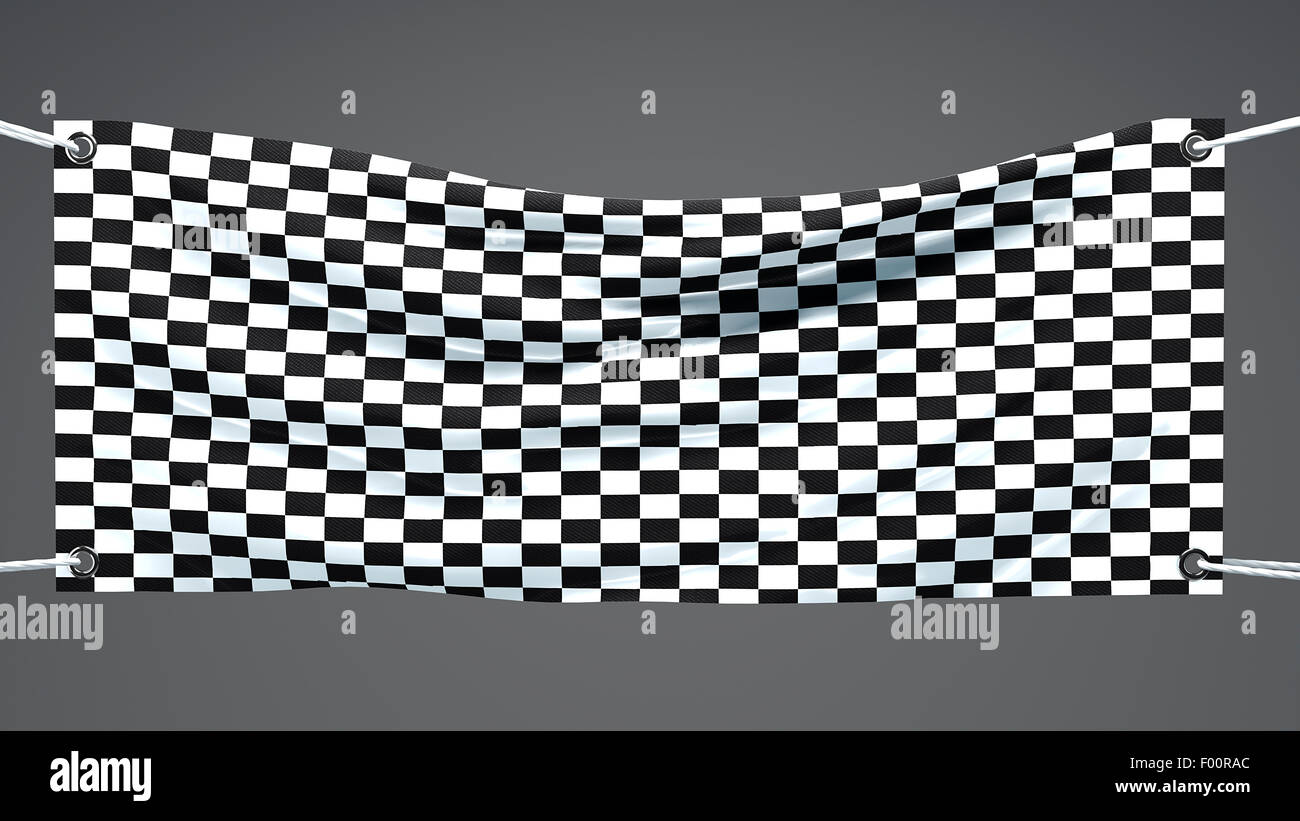 Checkered finish flag on grey background Stock Photo - Alamy