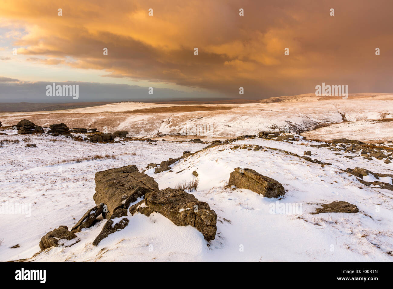A view from Great Mis Tor, Dartmoor National Park, Devon, England ...