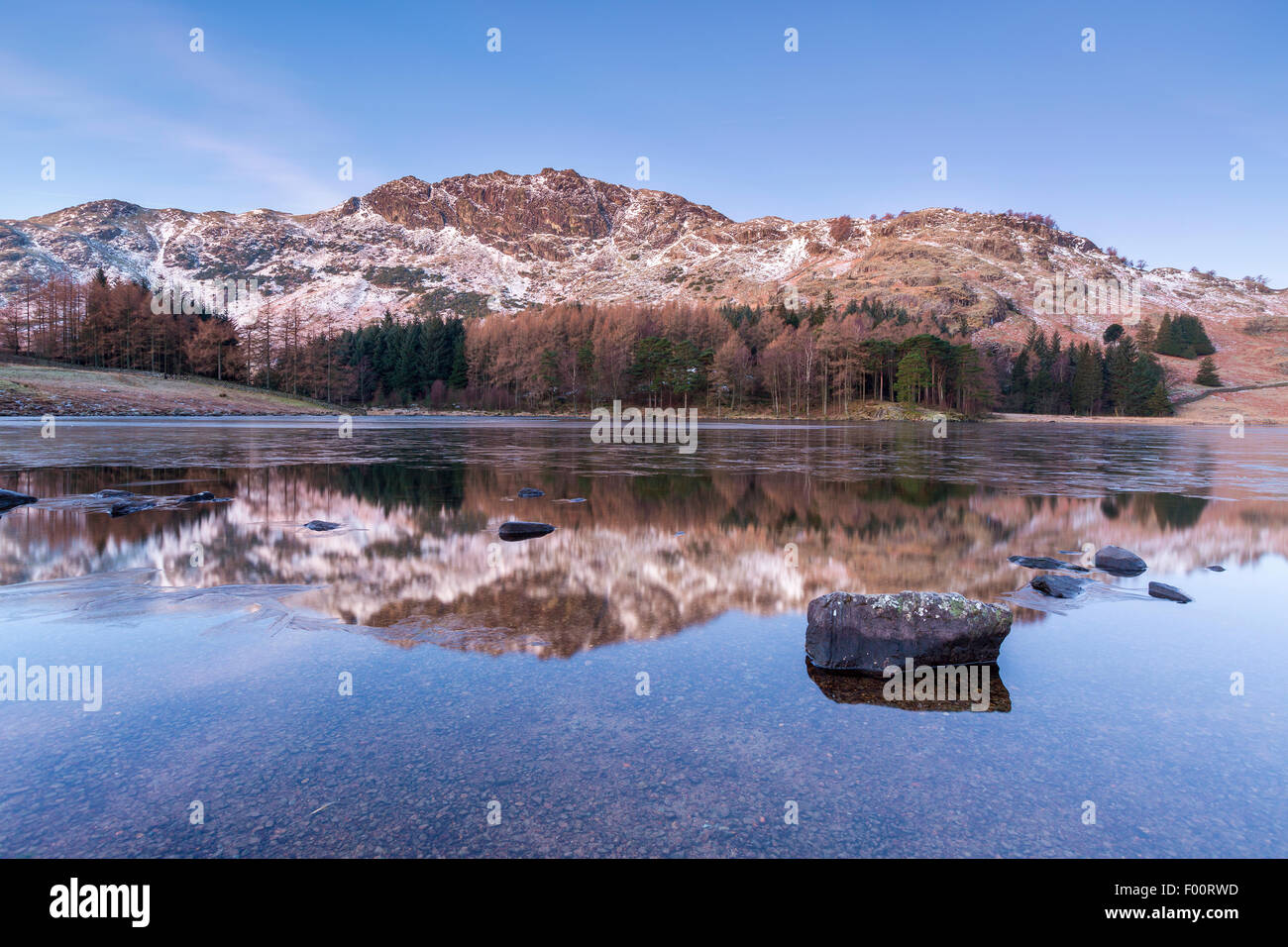 The Blake Rigg in winter from the Blea Tarn, Lake District National ...