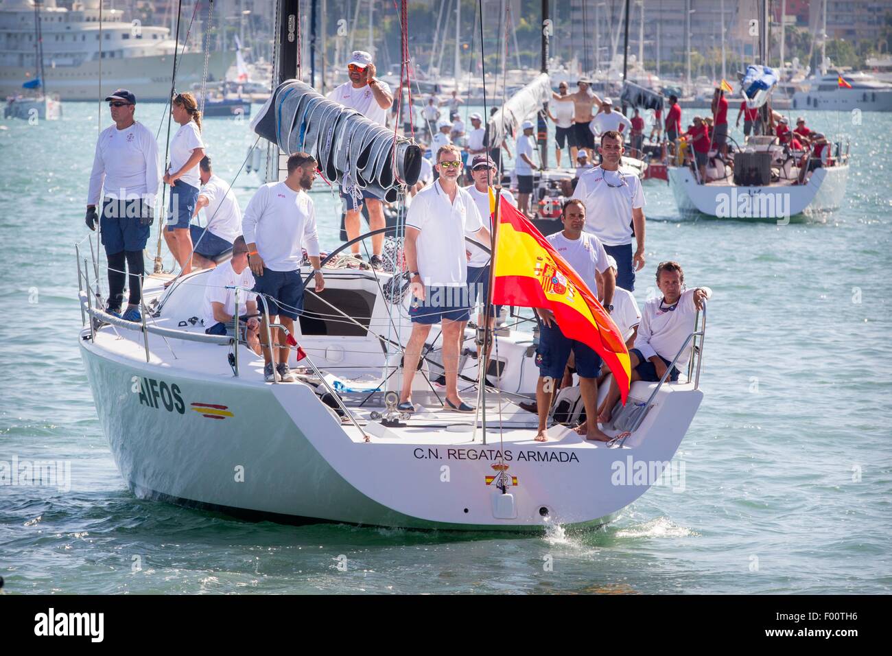 Palma de Mallorca, Spain. 5th Aug, 2015. Spanish King Felipe sails on ...