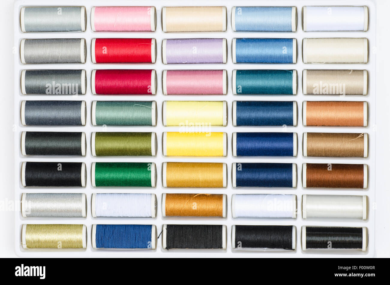 closeup multicolored sewing threads set Stock Photo - Alamy