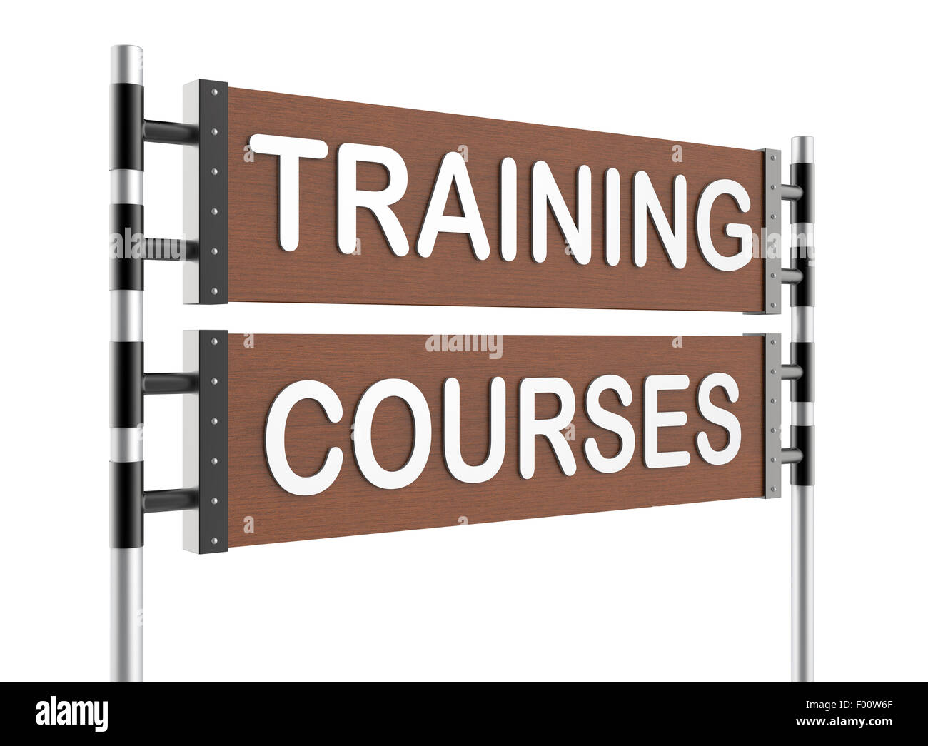Direction sign with training courses words Stock Photo - Alamy