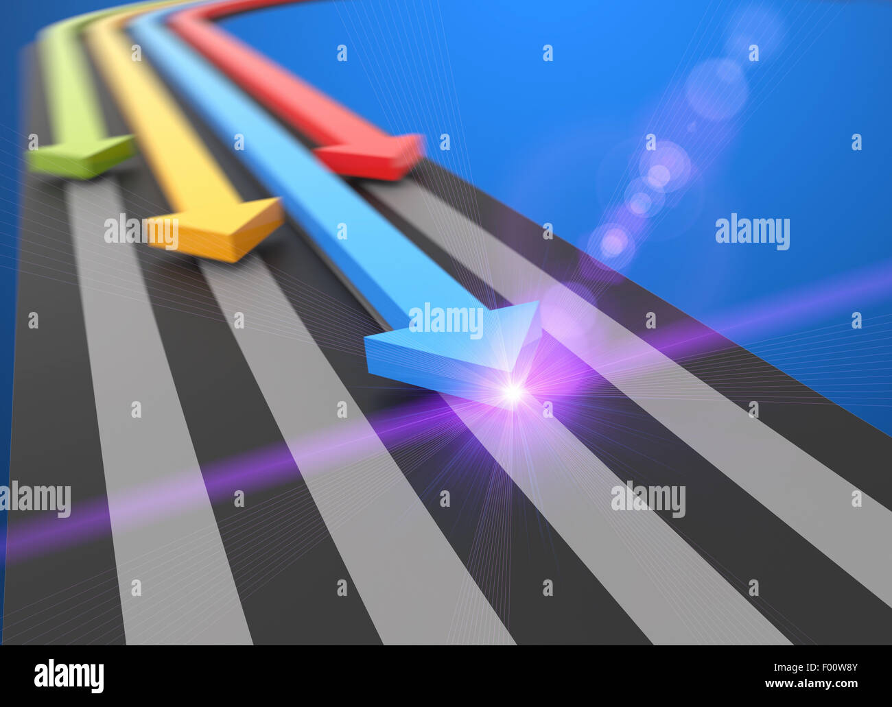 Arrows on the athletics track Stock Photo - Alamy