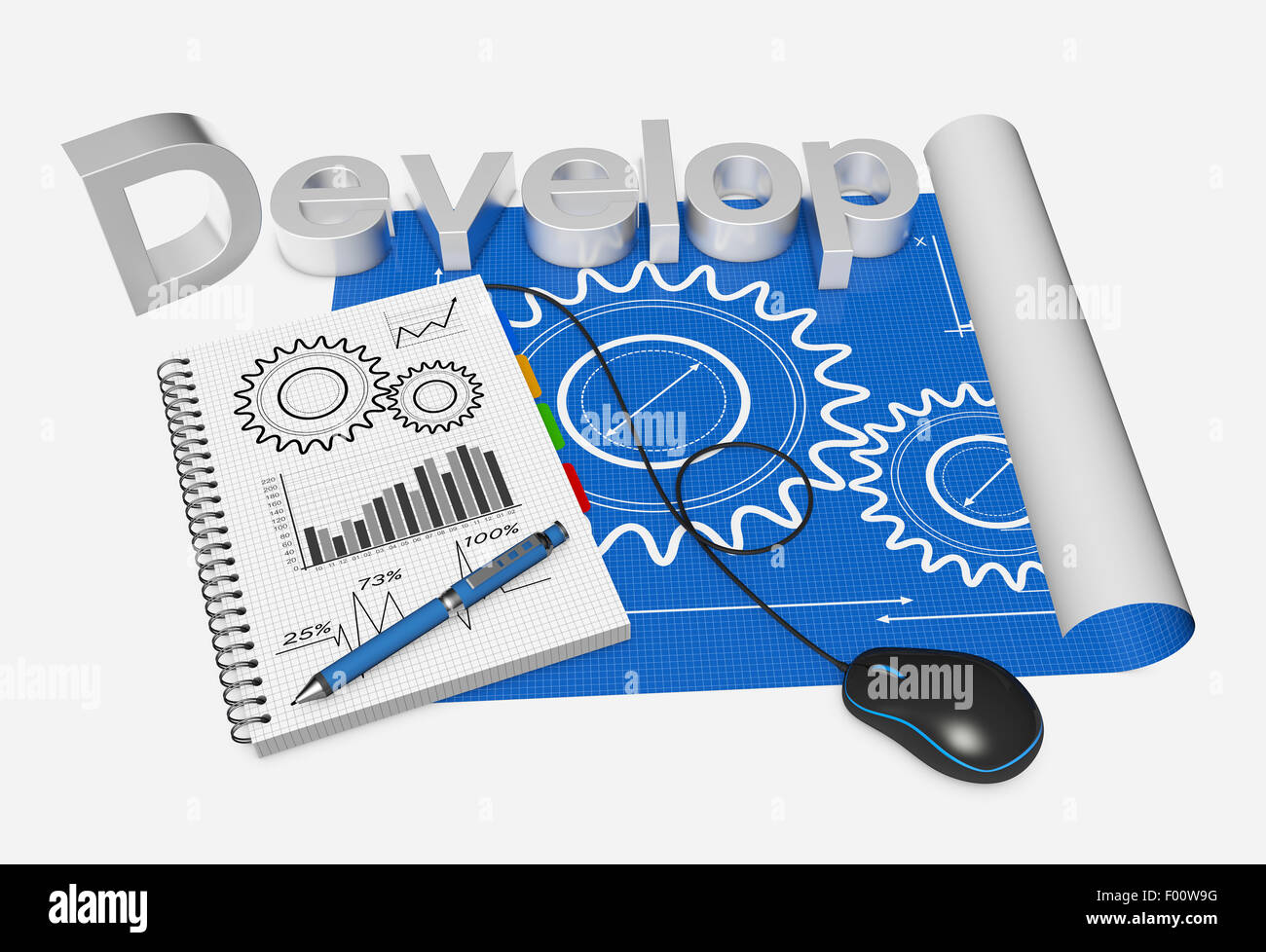 Blueprint development project as concept Stock Photo - Alamy