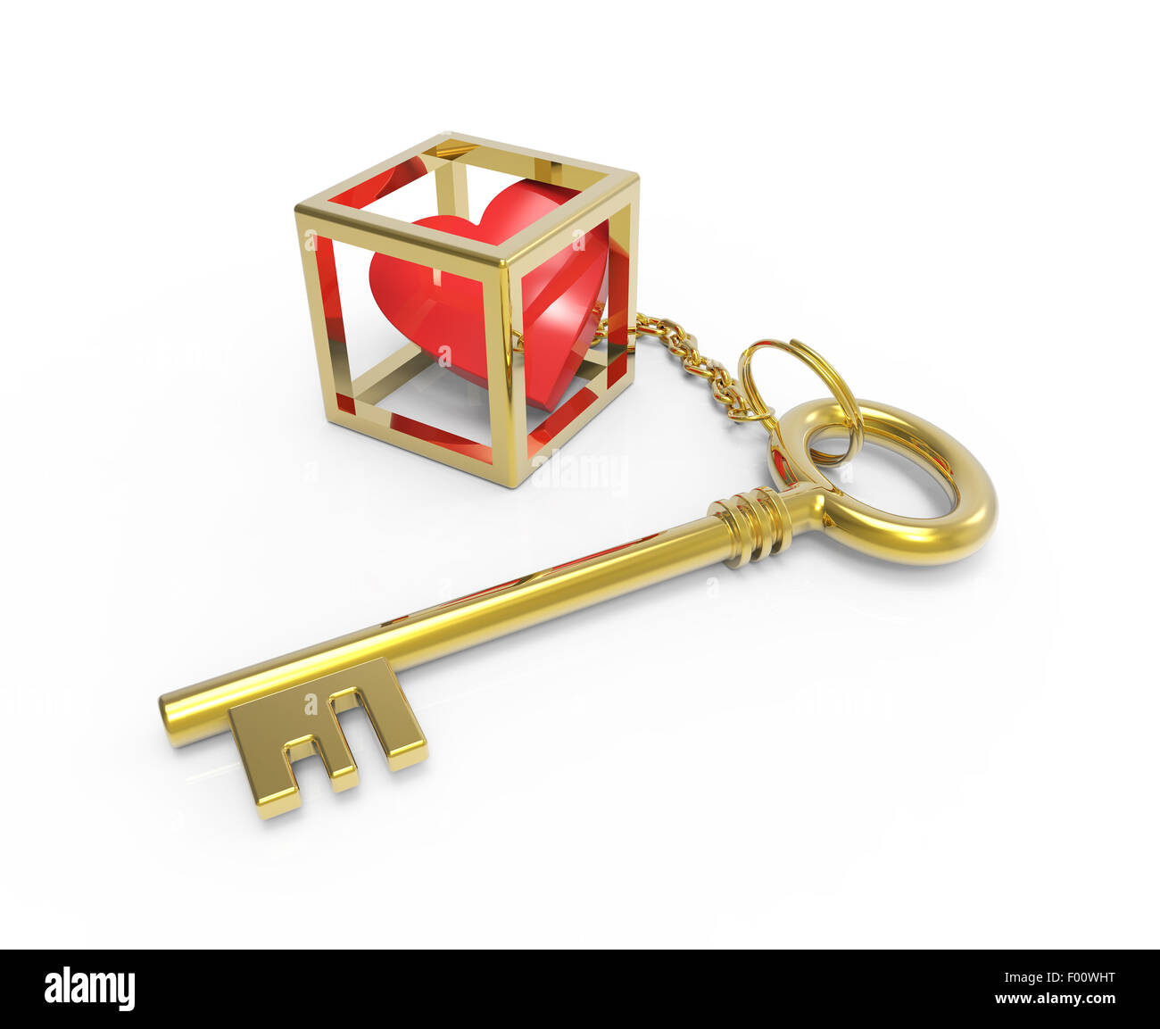 Golden key to the heart in a cage Stock Photo - Alamy