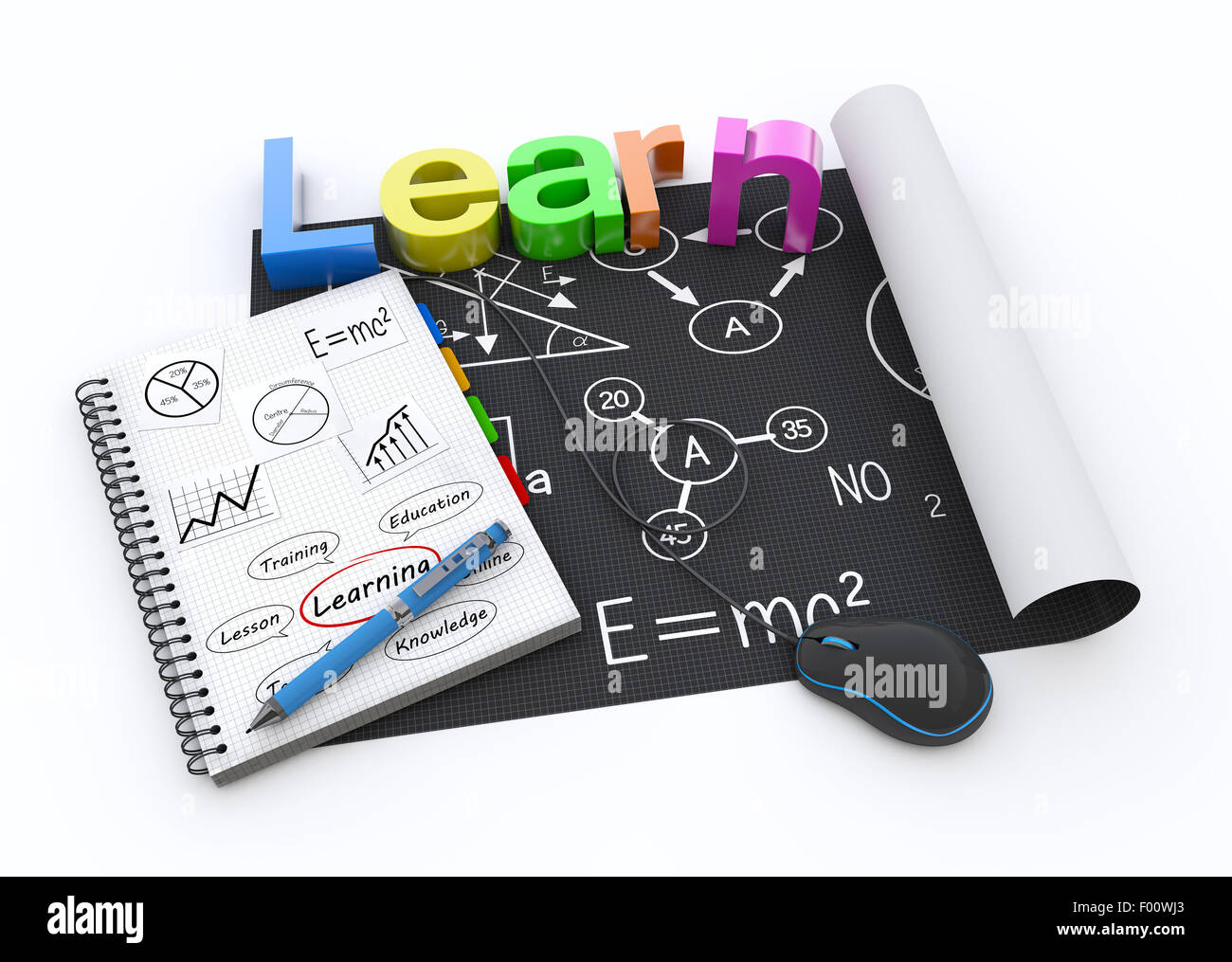 Study with school symbols background Stock Photo - Alamy