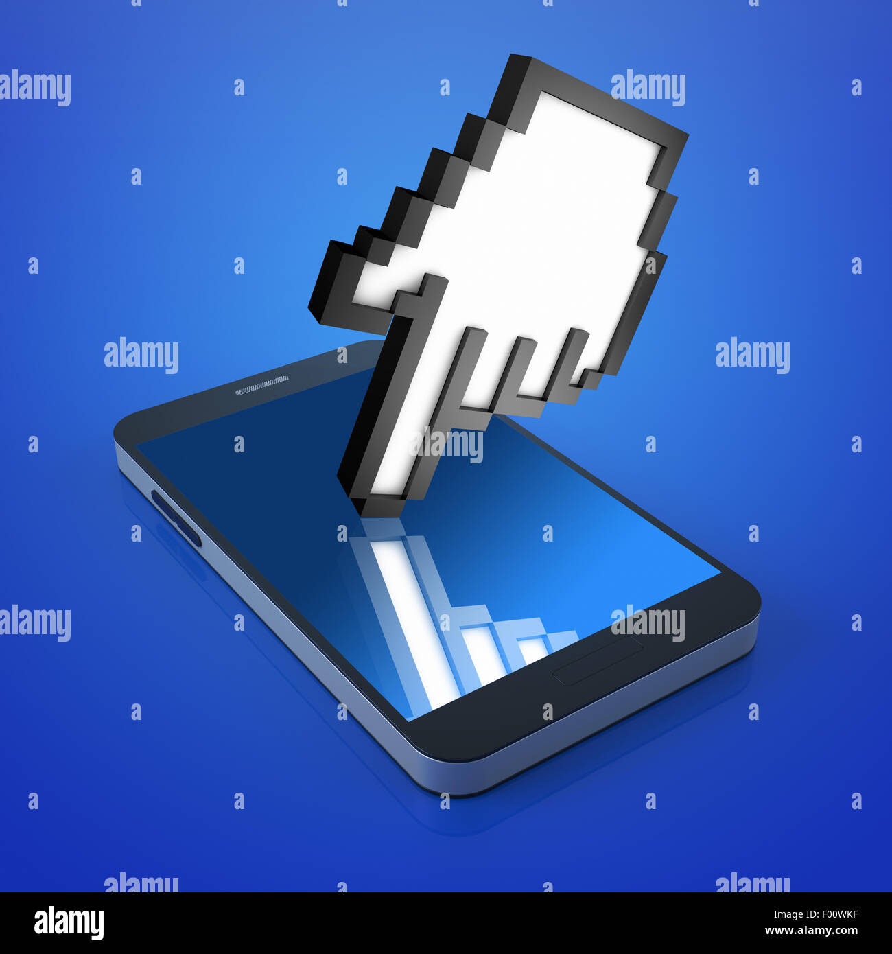 Smart phone concept with hand cursor Stock Photo - Alamy