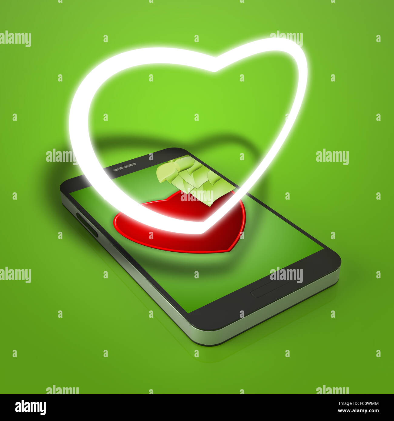 White mobile phone heart icon hi-res stock photography and images - Alamy