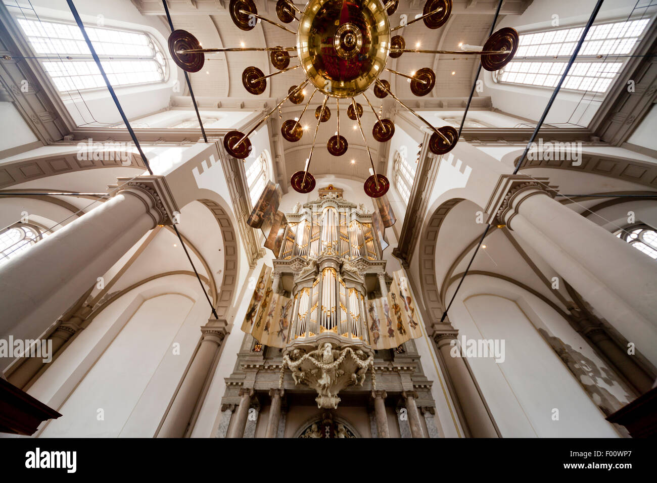interior with Duyschot organ of the protestant Westerkerk in the dutch ...