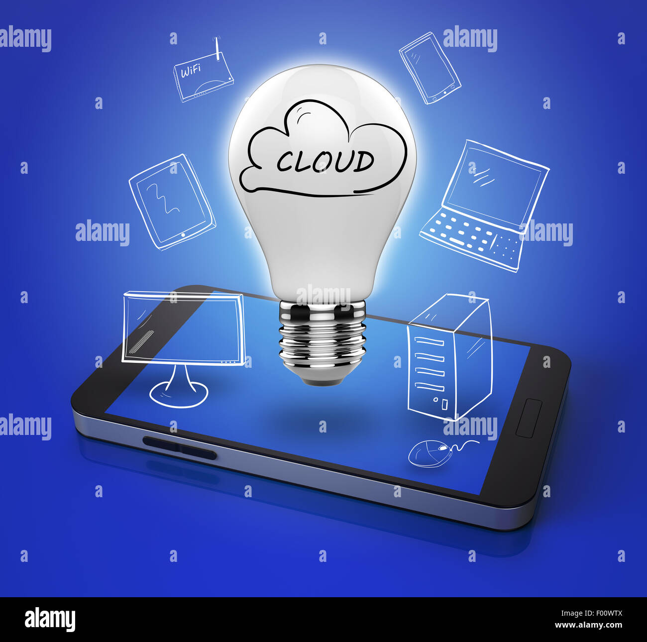 Cloud computing with mobile phone Stock Photo - Alamy