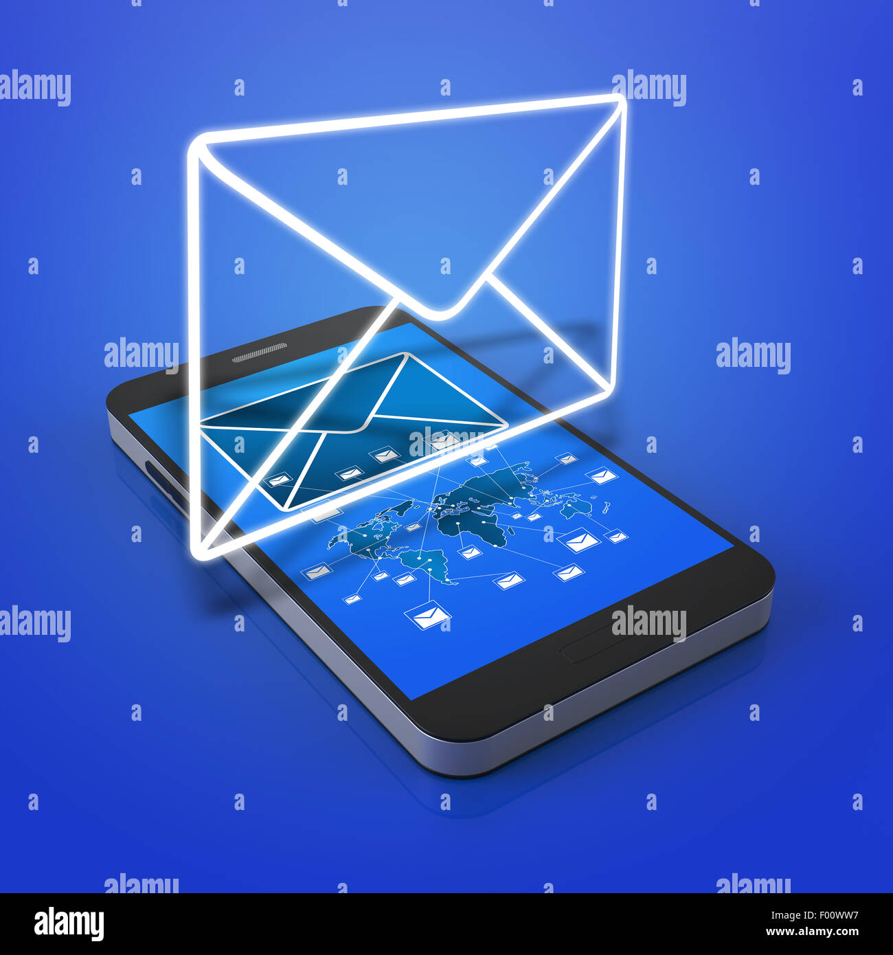 Virtual mail envelope with a mobile phone Stock Photo - Alamy