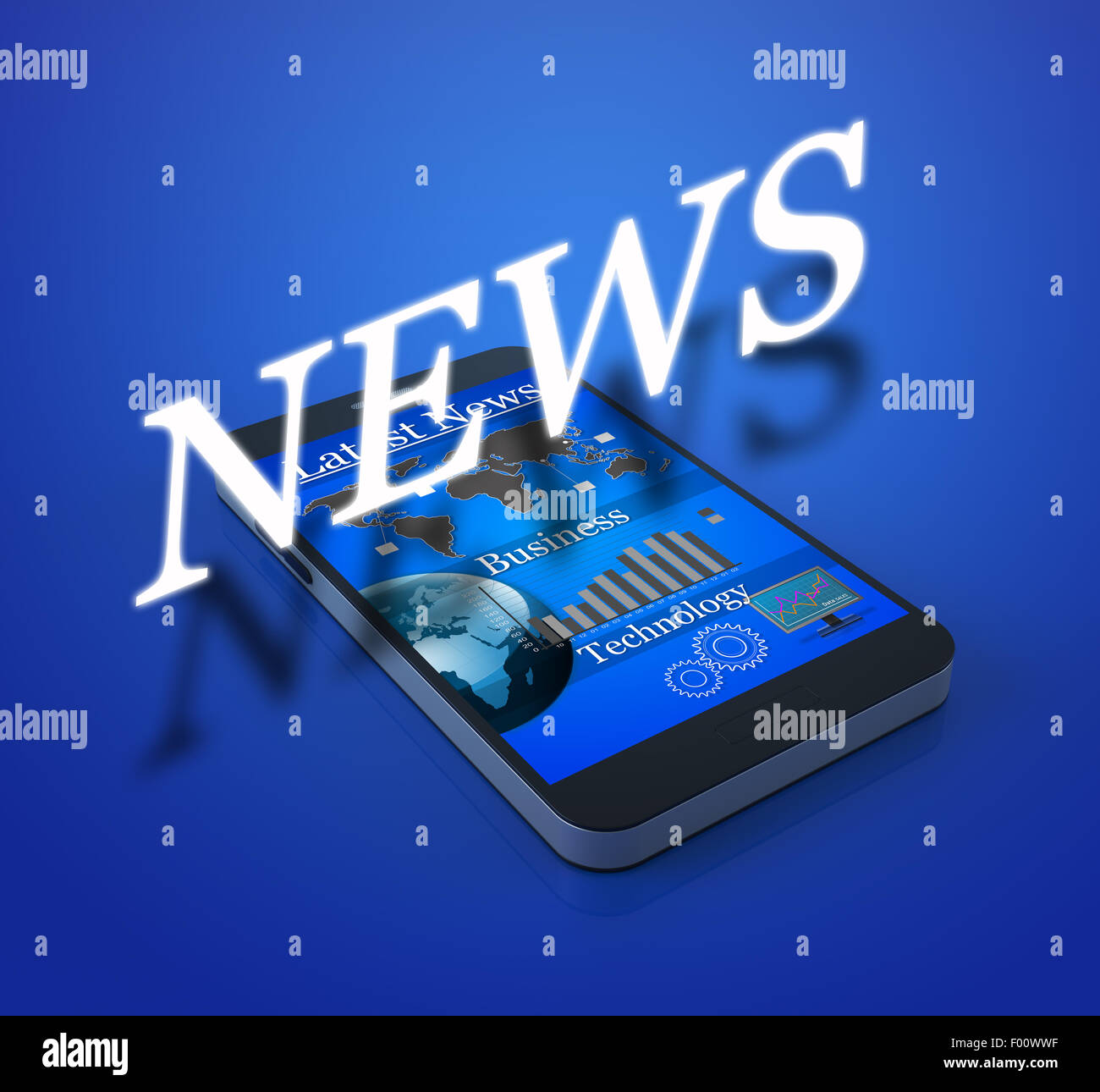 Mobile smart phone with news on screen Stock Photo - Alamy