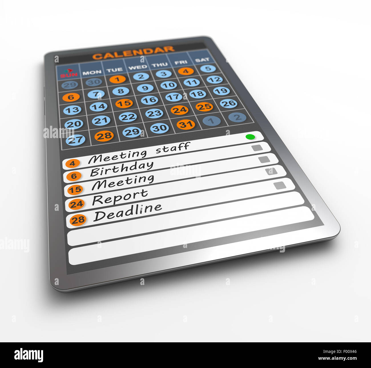 Planning calendar with events concept Stock Photo - Alamy