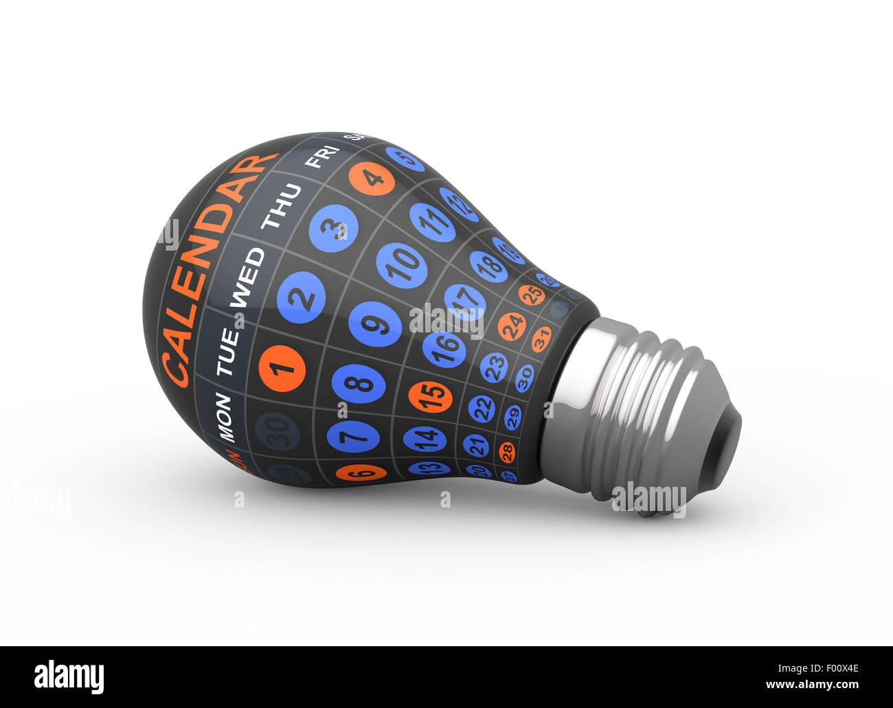Light bulb calendar with days of month Stock Photo - Alamy