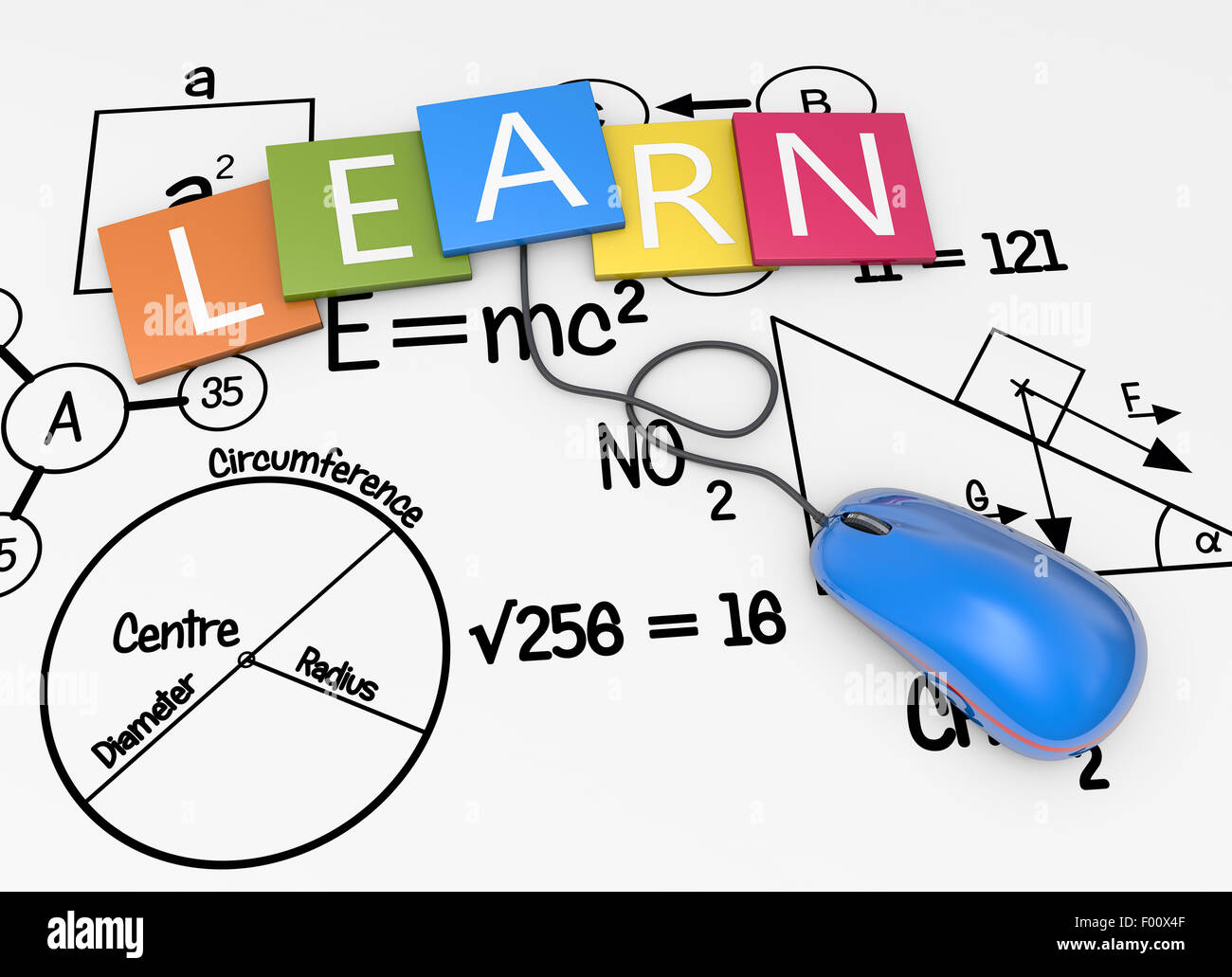 Study with school symbols background Stock Photo - Alamy